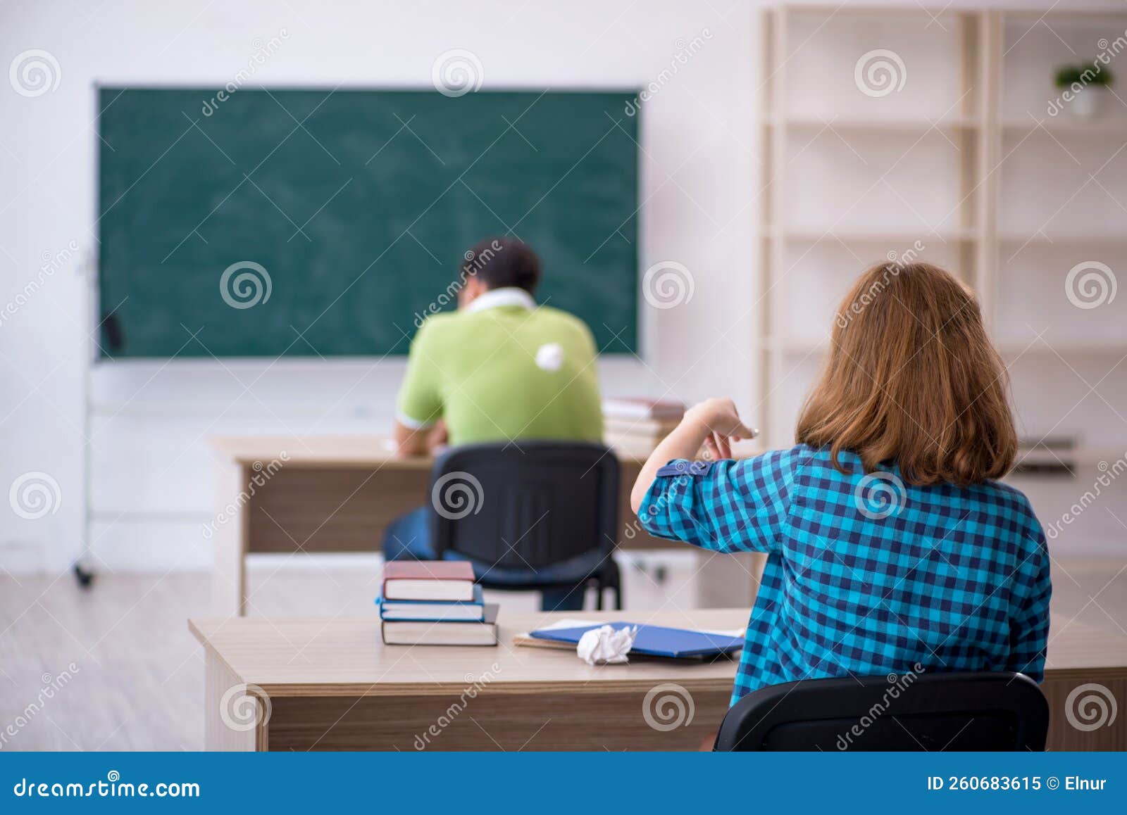 Two Students Having Fun in the Classroom Stock Image - Image of student ...