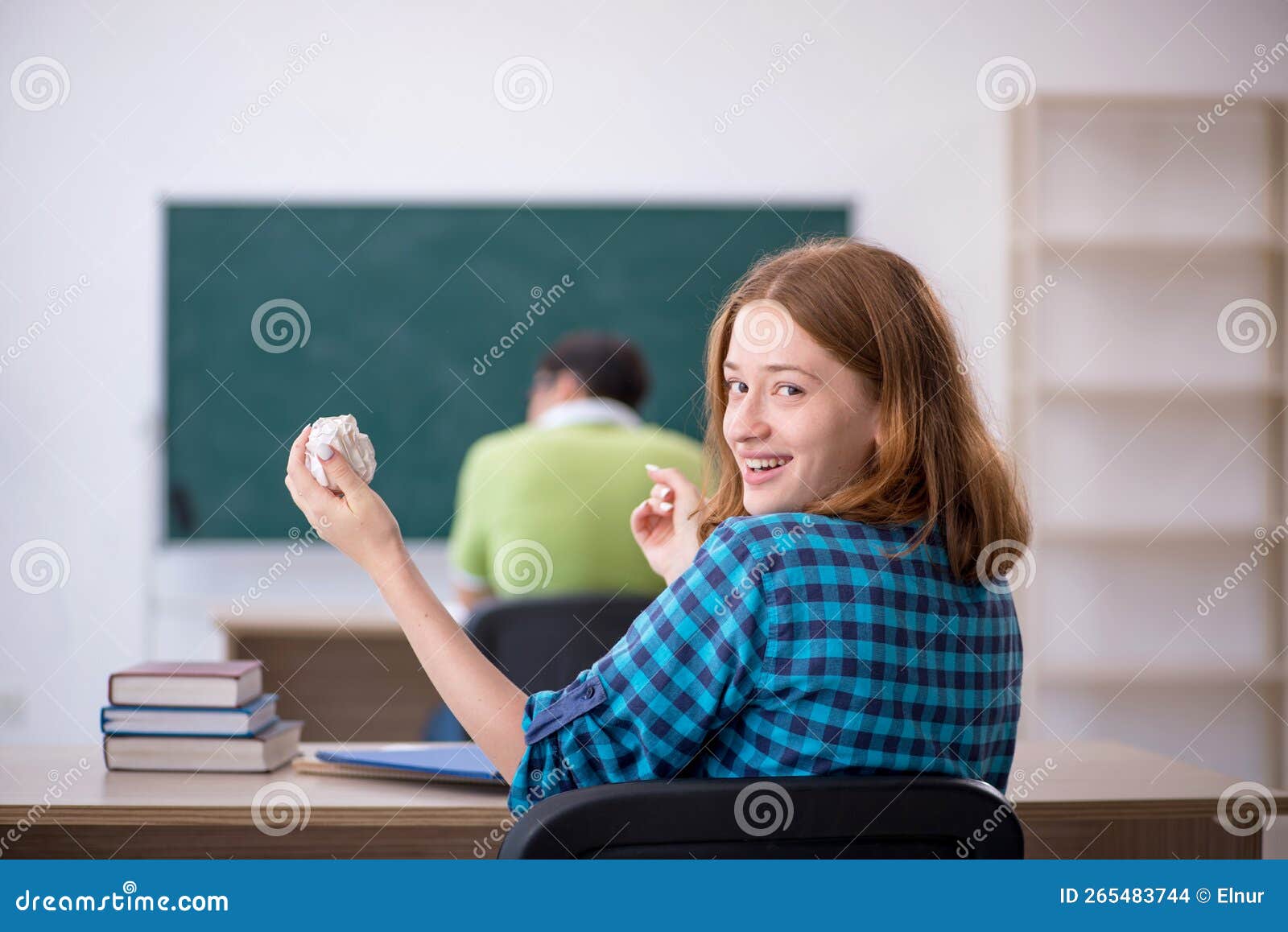 Two Students Having Fun in the Classroom Stock Photo - Image of male ...