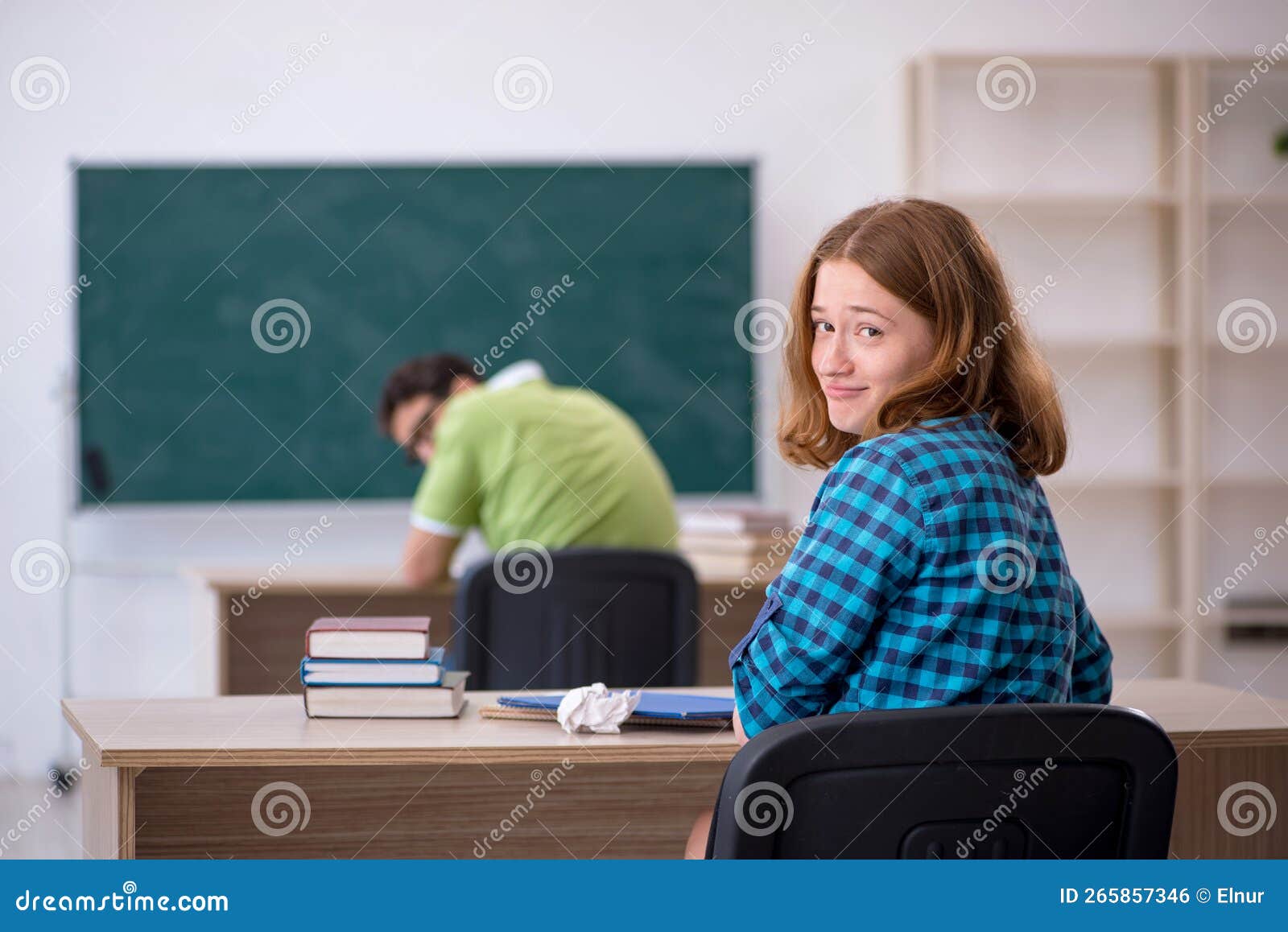 Two Students Having Fun in the Classroom Stock Photo - Image of male ...
