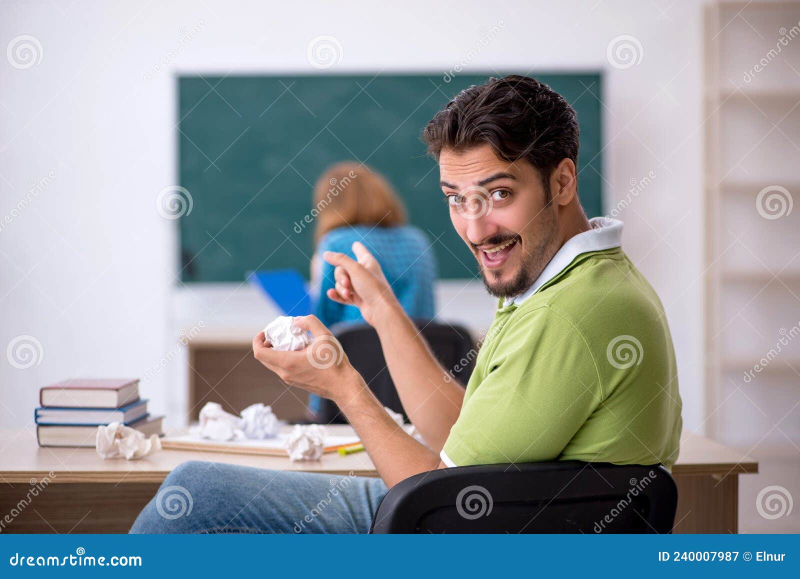 Two Students Having Fun in the Classroom Stock Image - Image of youth ...
