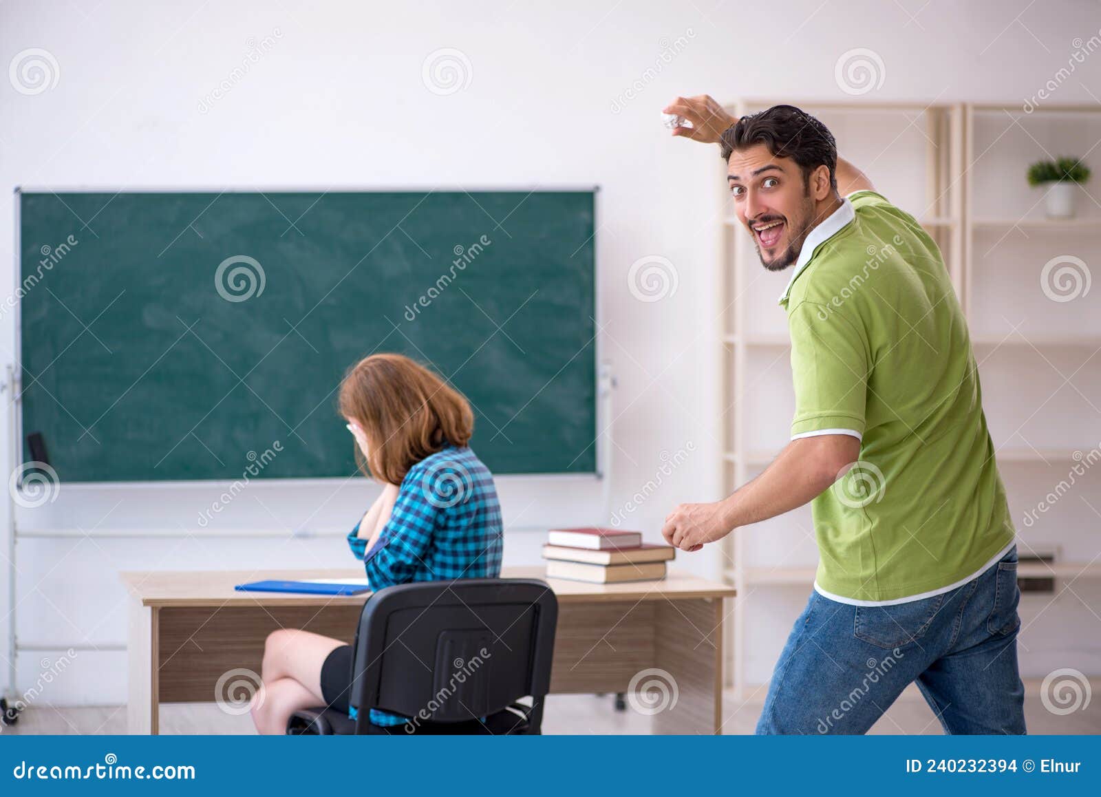 Two Students Having Fun in the Classroom Stock Photo - Image of student ...