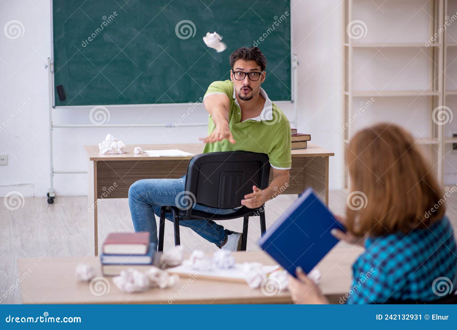 Two Students Having Fun in the Classroom Stock Image - Image of ...