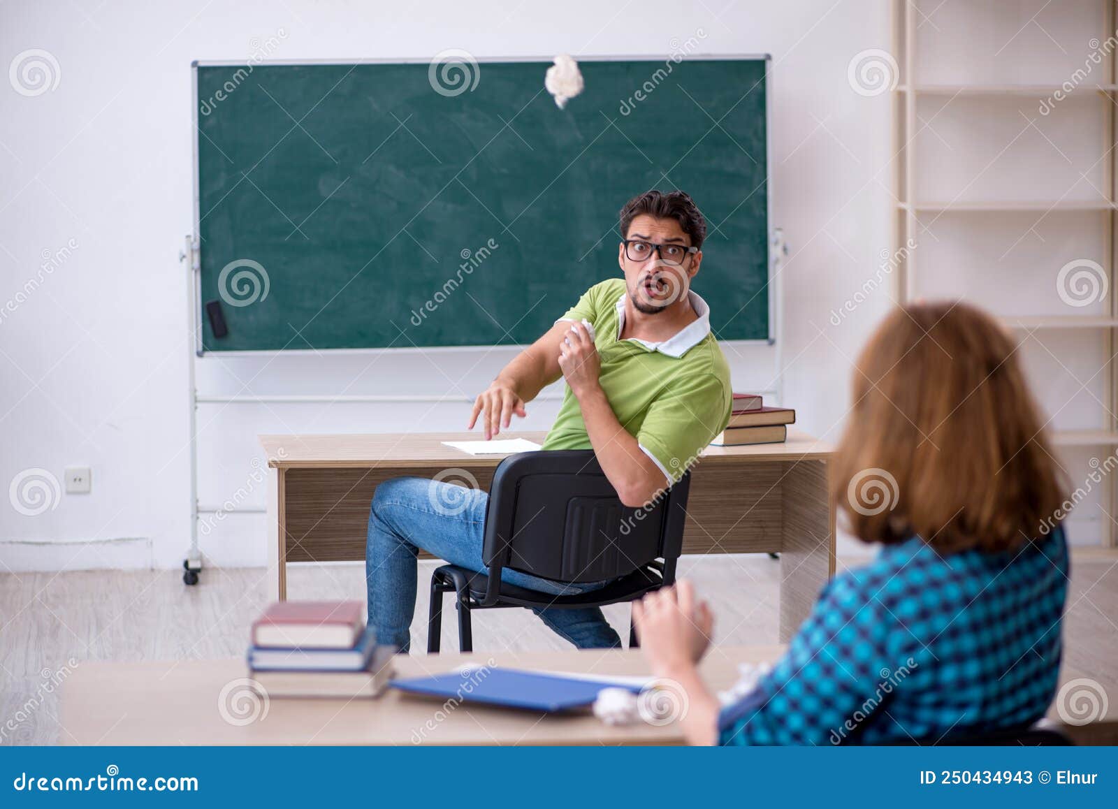 Two Students Having Fun in the Classroom Stock Image - Image of ...