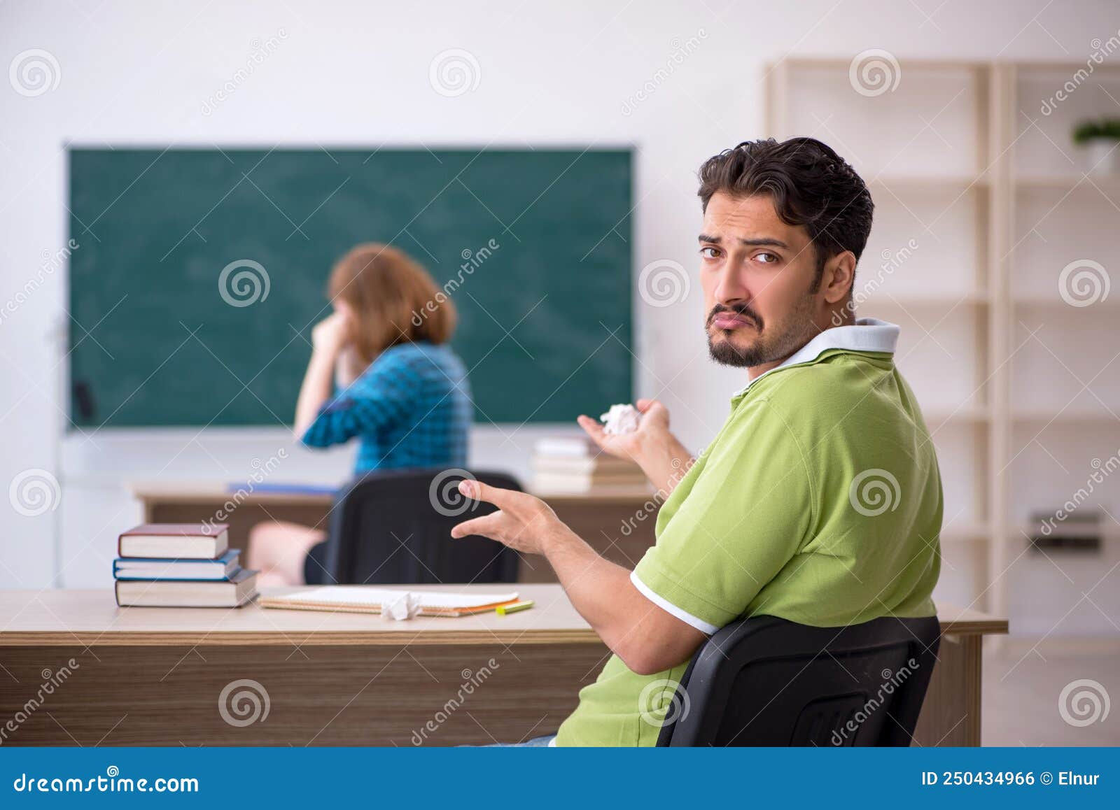 Two Students Having Fun in the Classroom Stock Photo - Image of rear ...