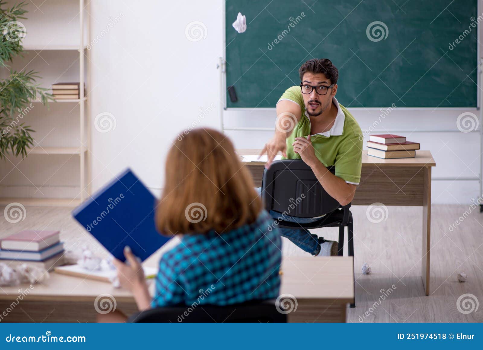 Two Students Having Fun in the Classroom Stock Photo - Image of male ...