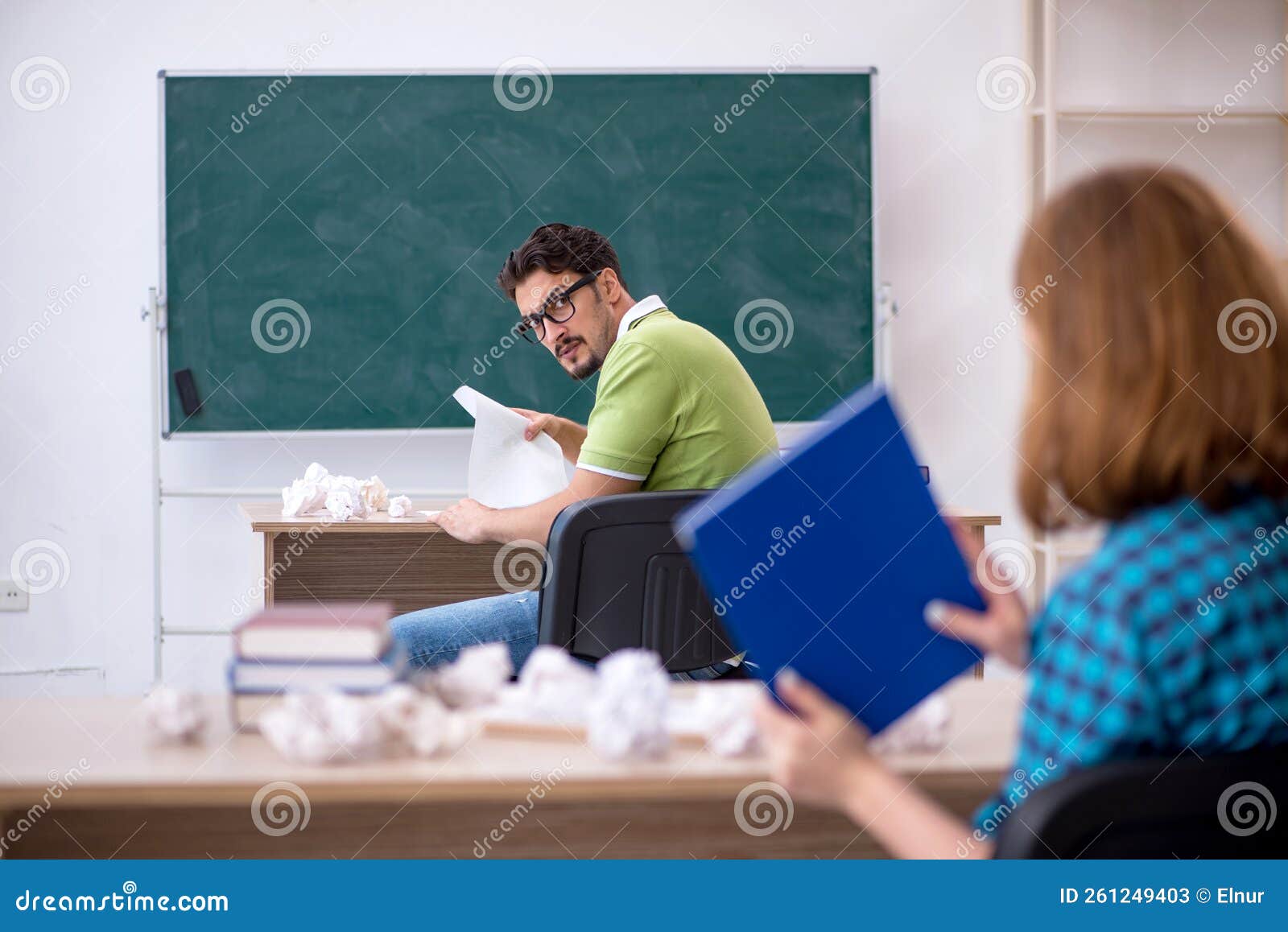 Two Students Having Fun in the Classroom Stock Image - Image of ...