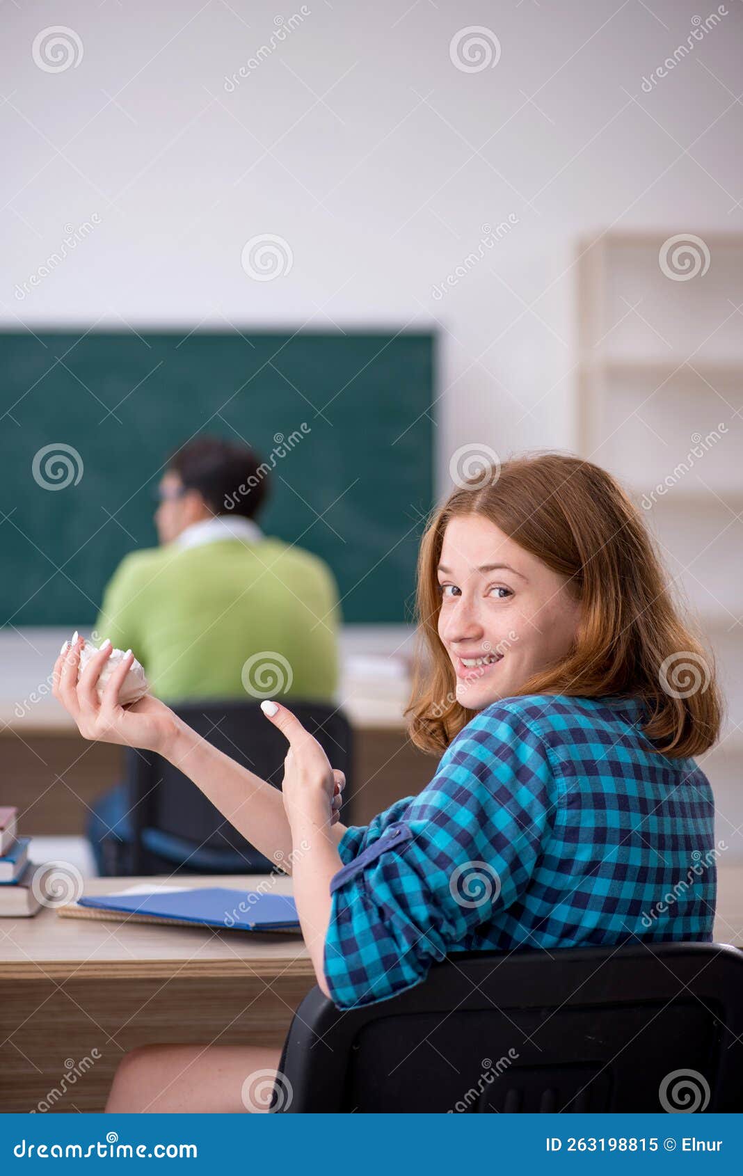 Two Students Having Fun in the Classroom Stock Image - Image of ...