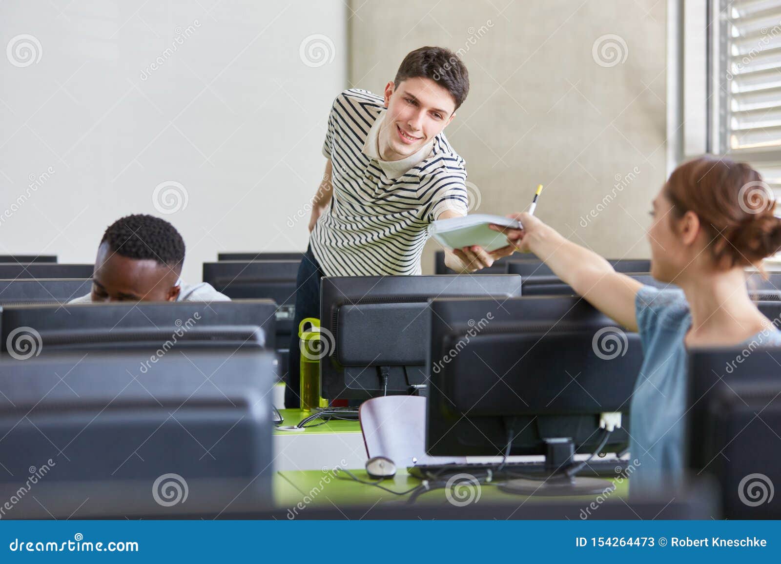 Two Students Help Each Other Stock Image - Image of teamwork, studies ...