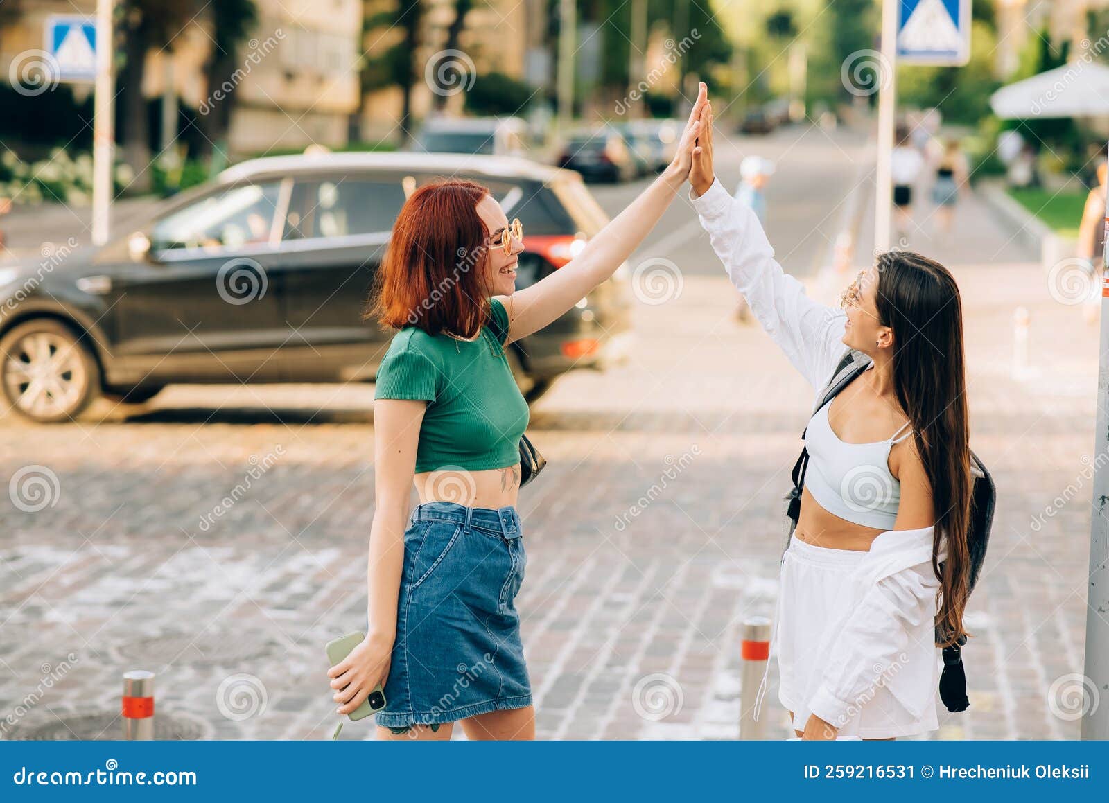 Two Students High Five To Teach Others after Successful Work Together ...