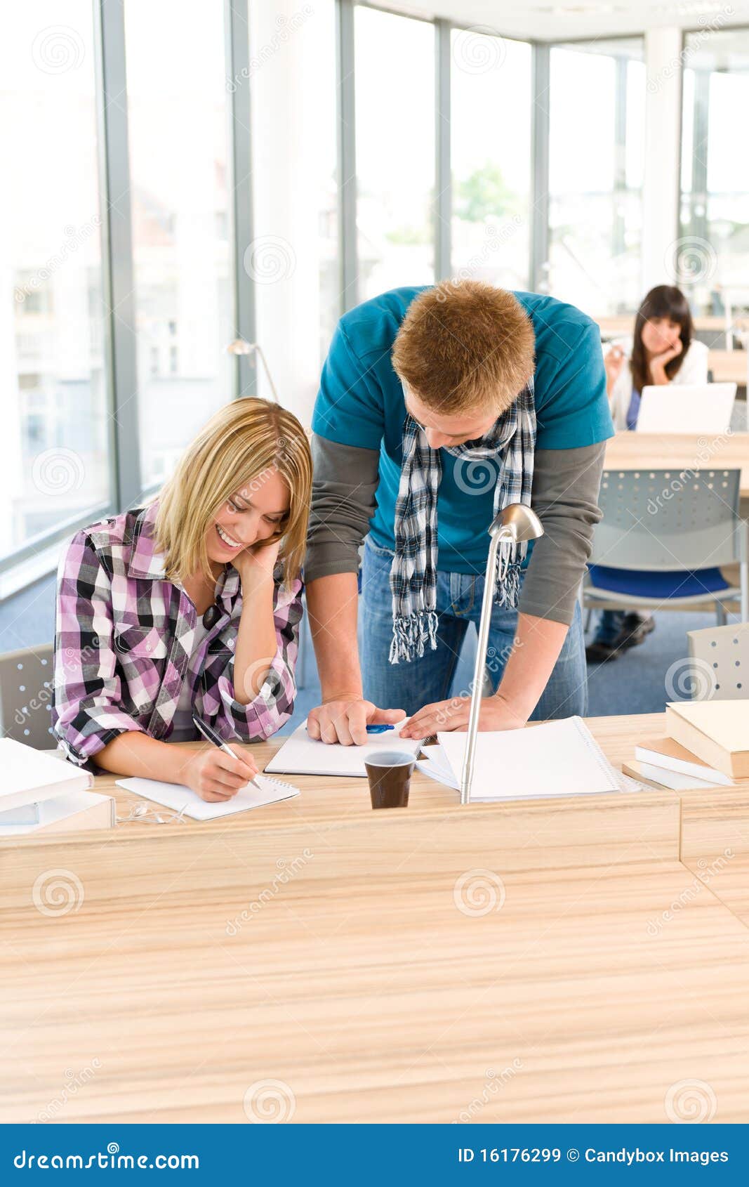 Two Students at High School Writing Notes Stock Image - Image of three ...