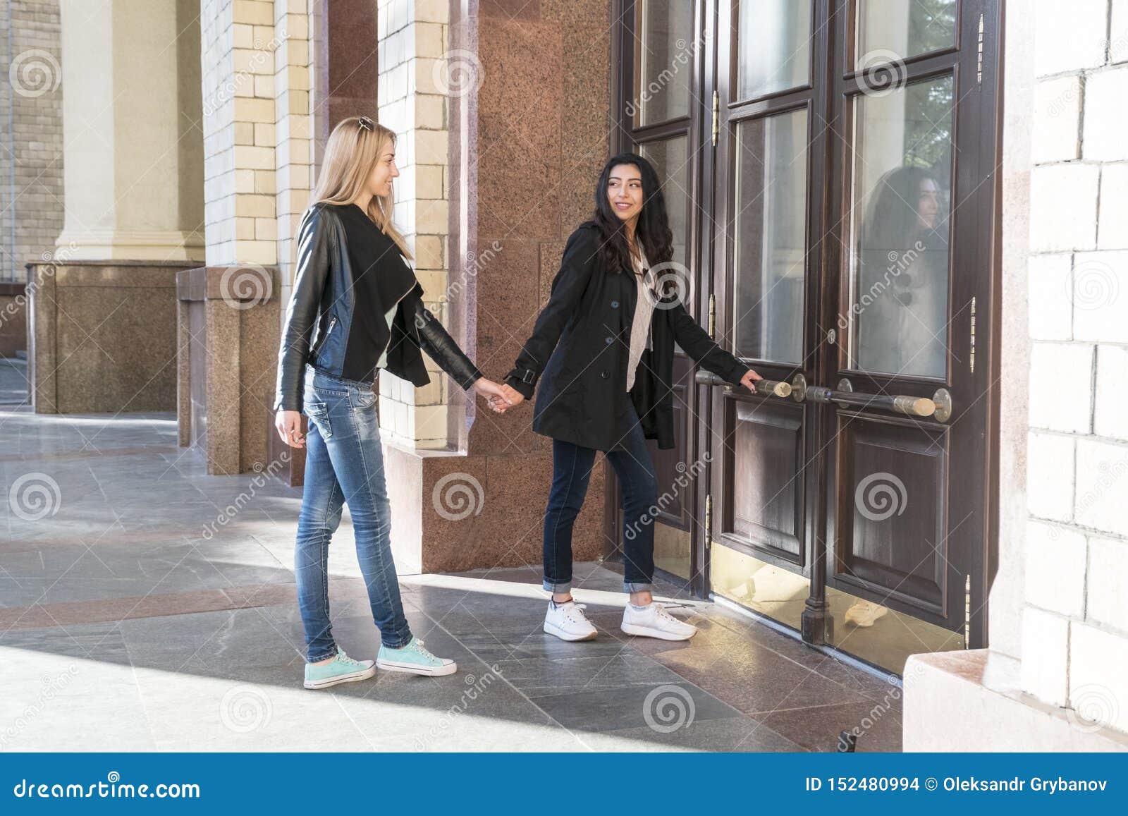 Students Enter the Building Stock Photo - Image of friendship, college ...