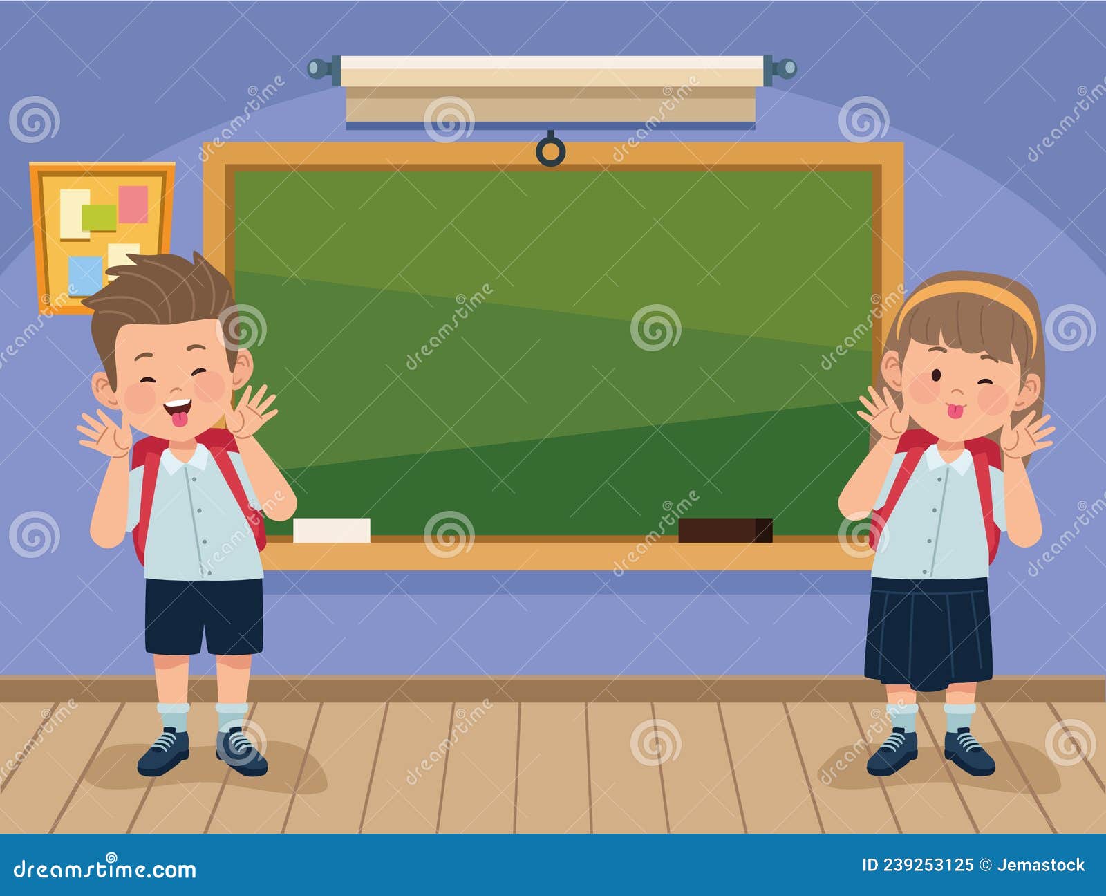 Two Students Kids in Classroom Stock Vector - Illustration of design ...