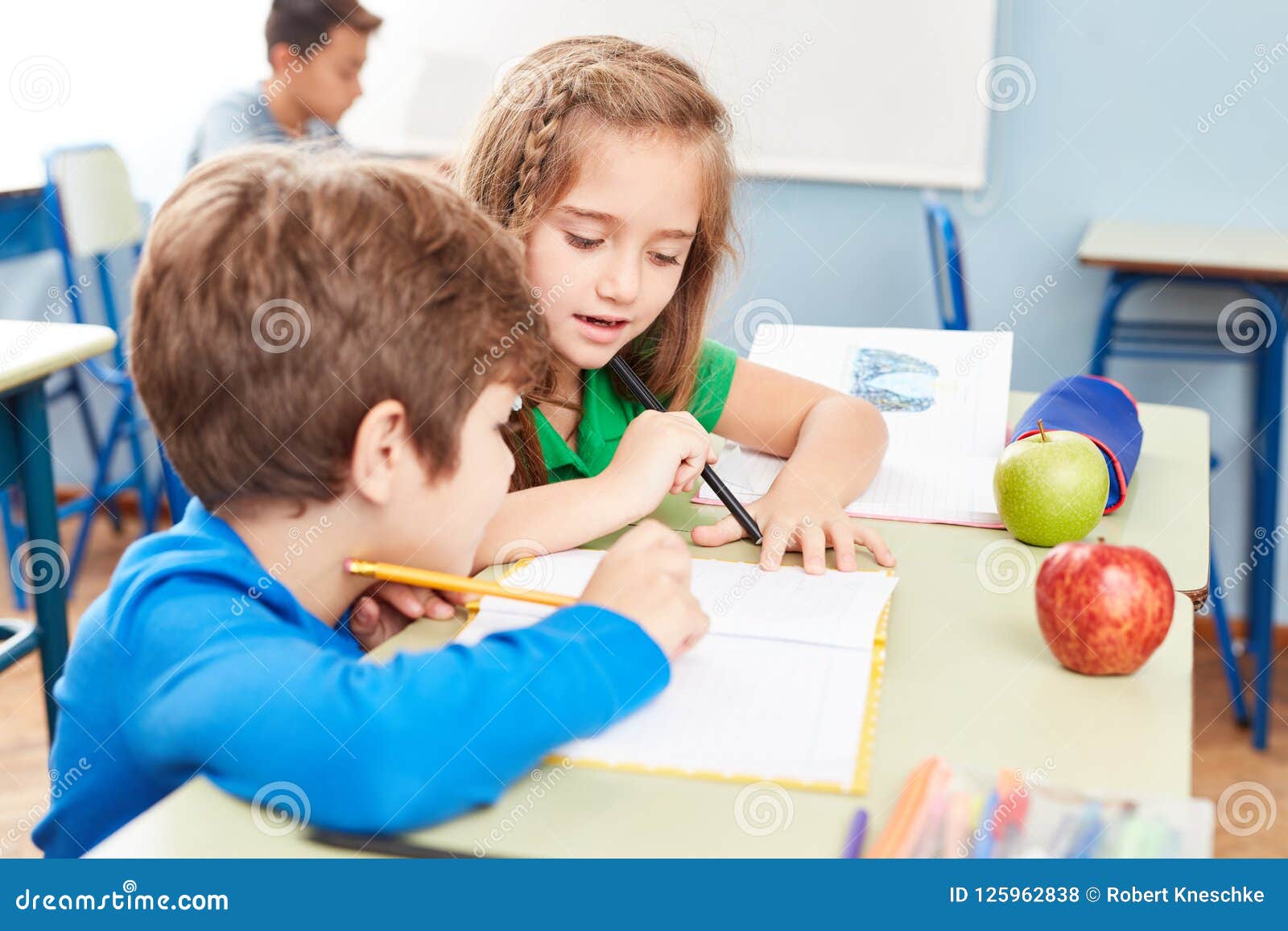 Two Students Learn Writing Together Stock Photo - Image of learn ...