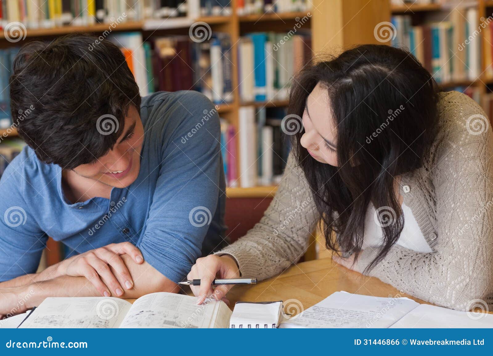 Two Students Learning in a Library Stock Photo - Image of mixedrace ...
