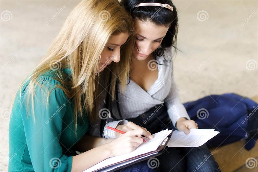 Two Students Learning Together Stock Image - Image of paper, higher ...