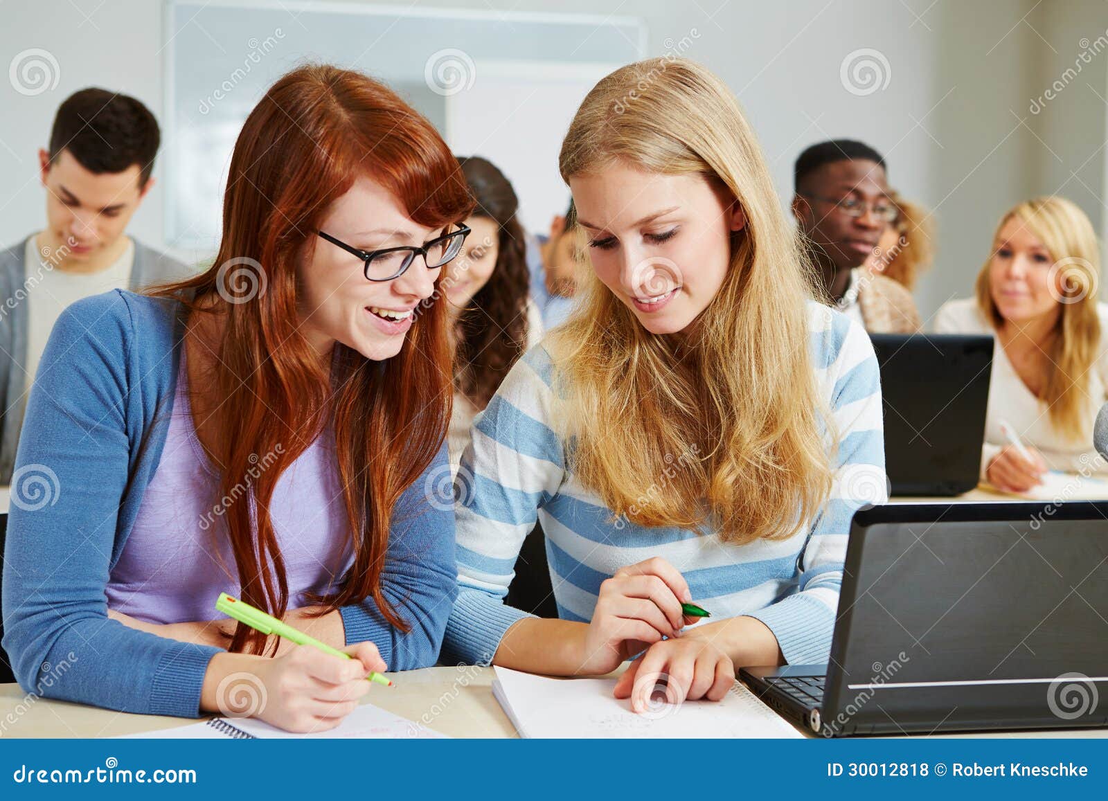 Two Students Learning Together Stock Photo - Image of seminar, laughing ...