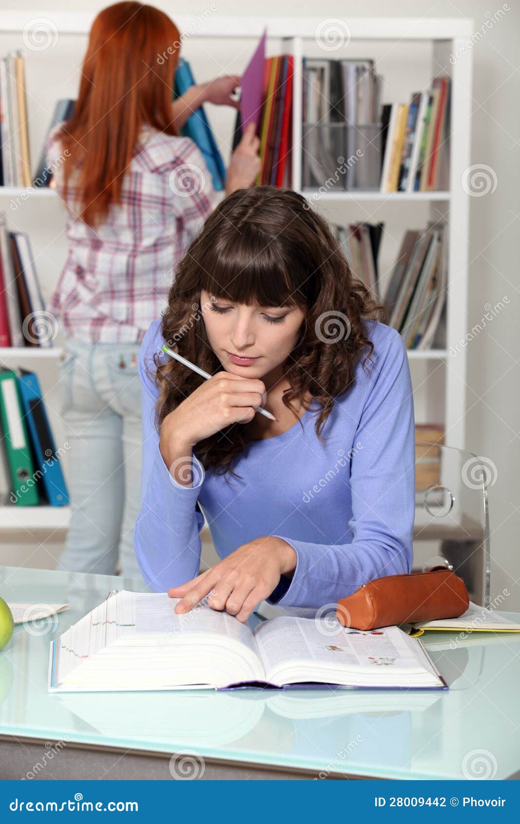 Two Students in the Library Stock Photo - Image of college, colour ...