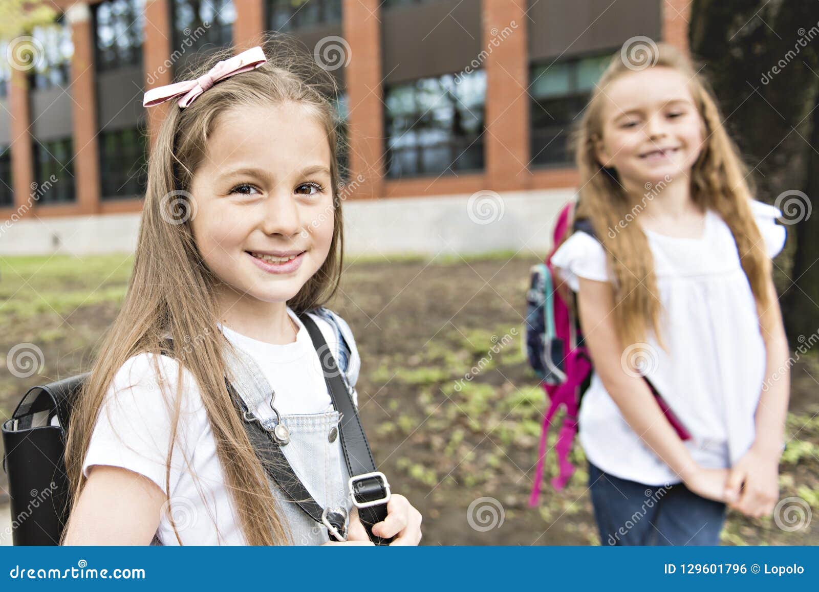 Two Students Outside at School Standing Together Stock Photo - Image of ...