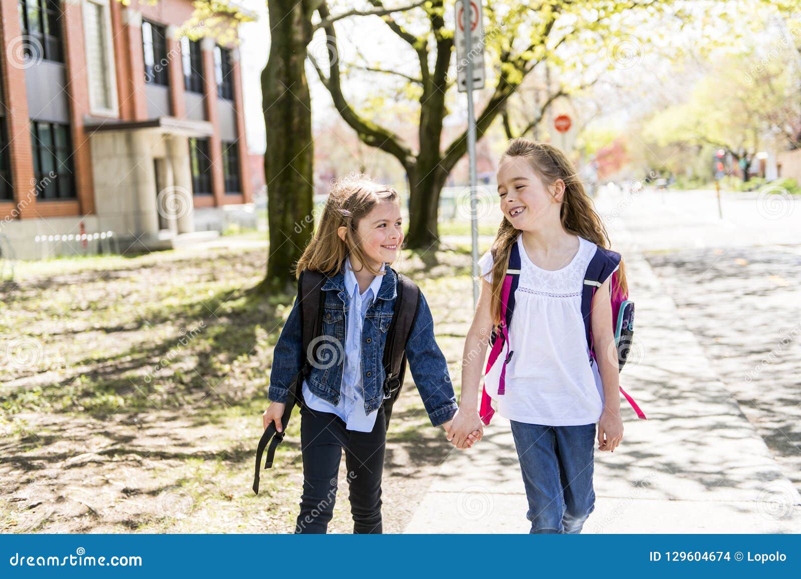 Two Students Outside at School Standing Together Stock Photo - Image of ...