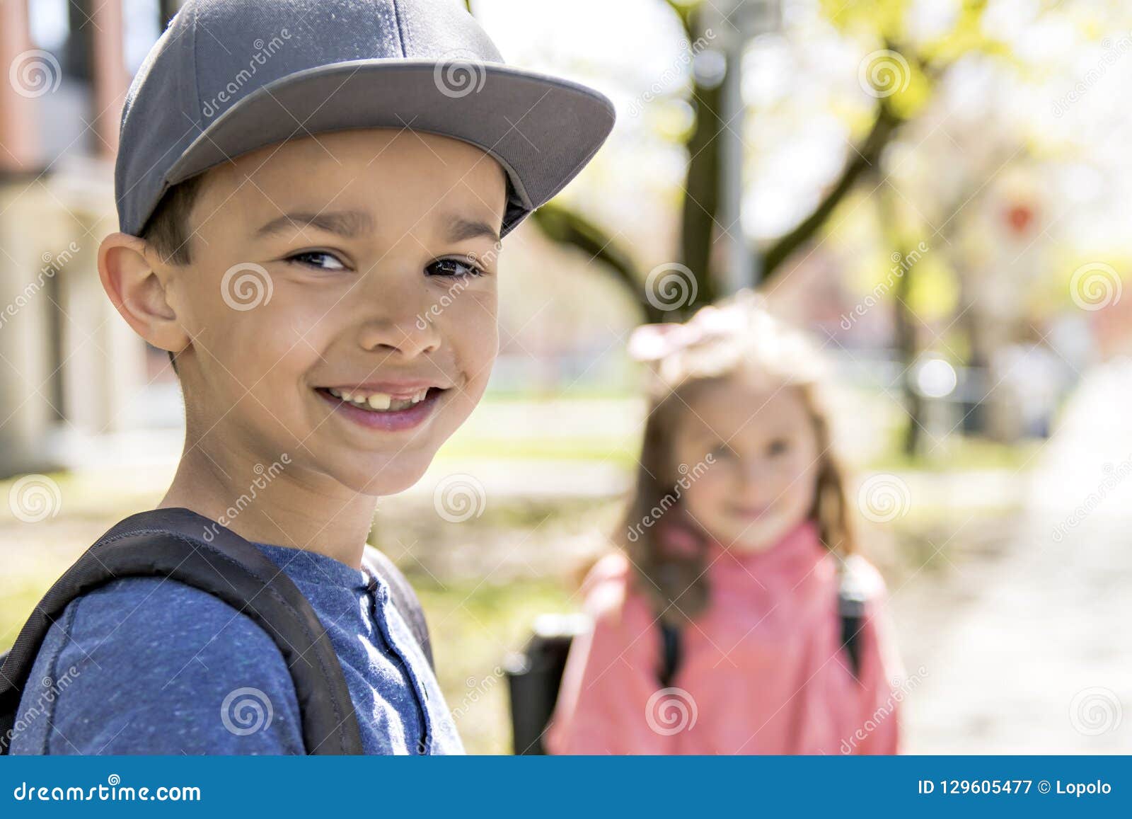 Two Students Outside at School Standing Together Stock Image - Image of ...