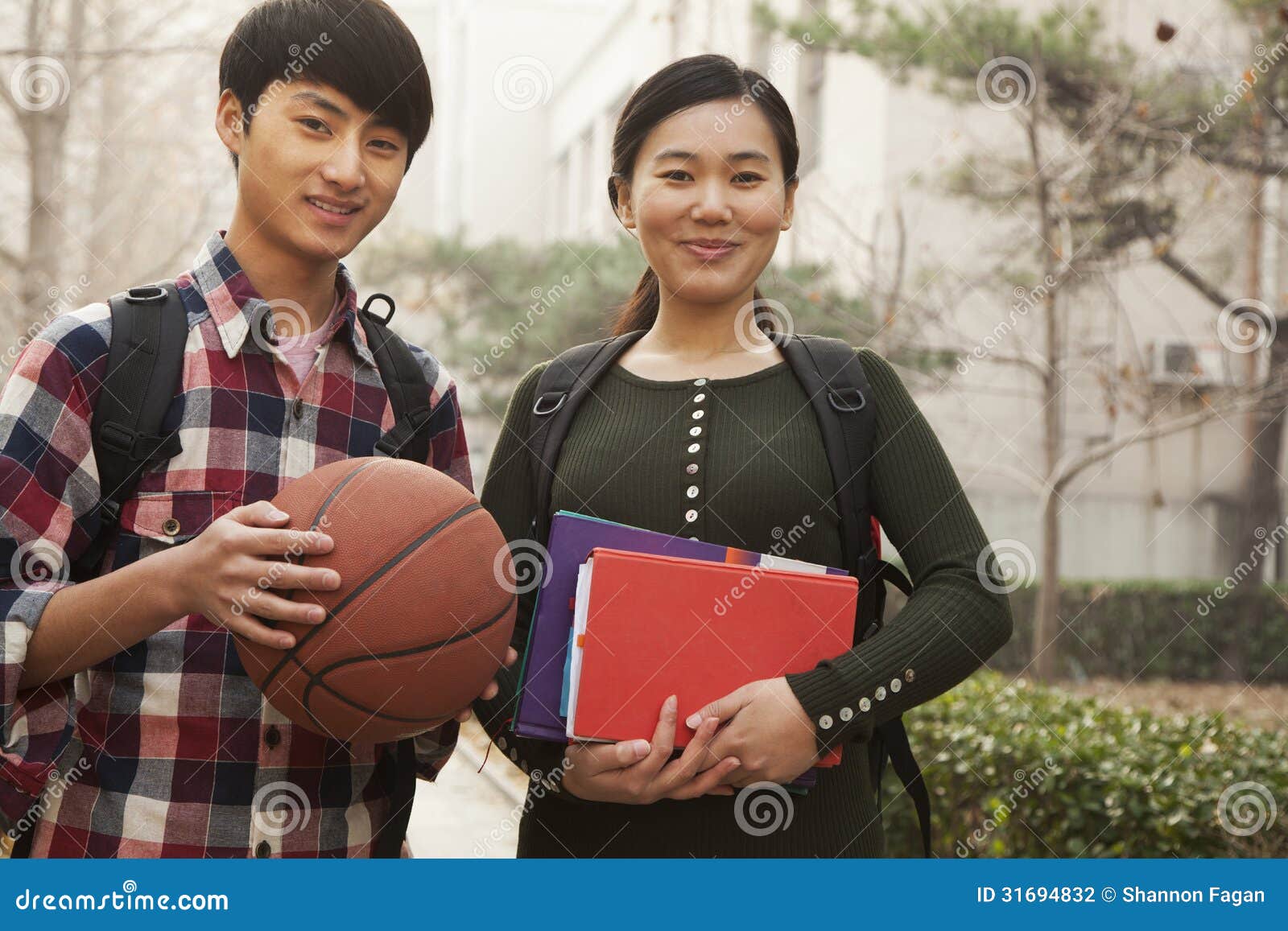 Two Students Portrait on College Campus Stock Photo - Image of ...