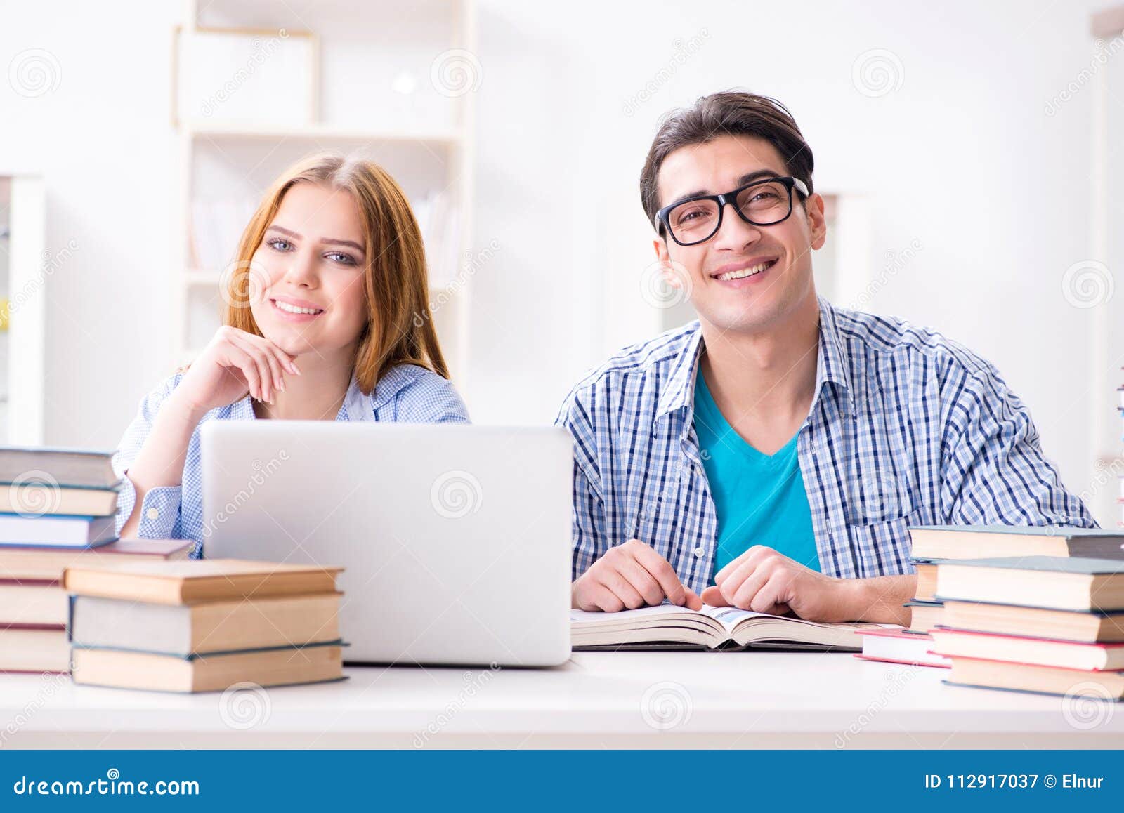 The Two Students Preparing To School Exams Stock Image - Image of exams ...