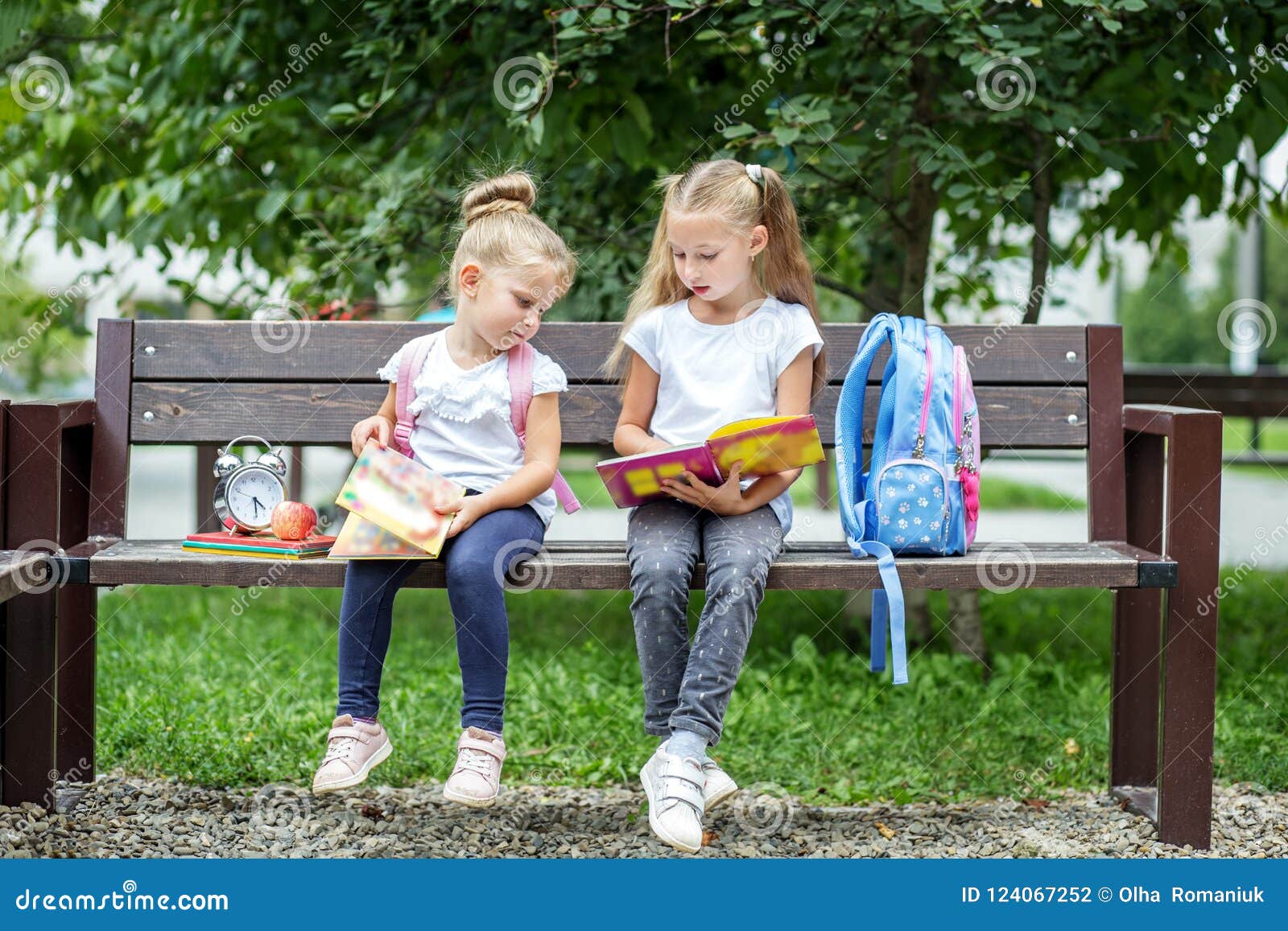 Two Students Read Books after Classes. the Concept of School, Study ...