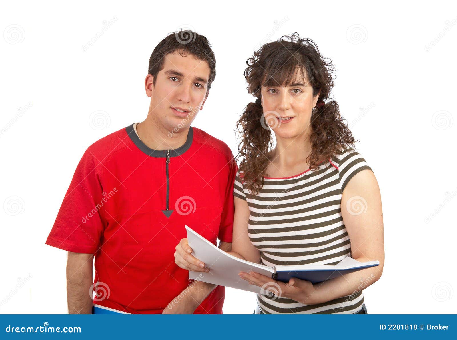 Two students reading stock photo. Image of learning, backpack - 2201818