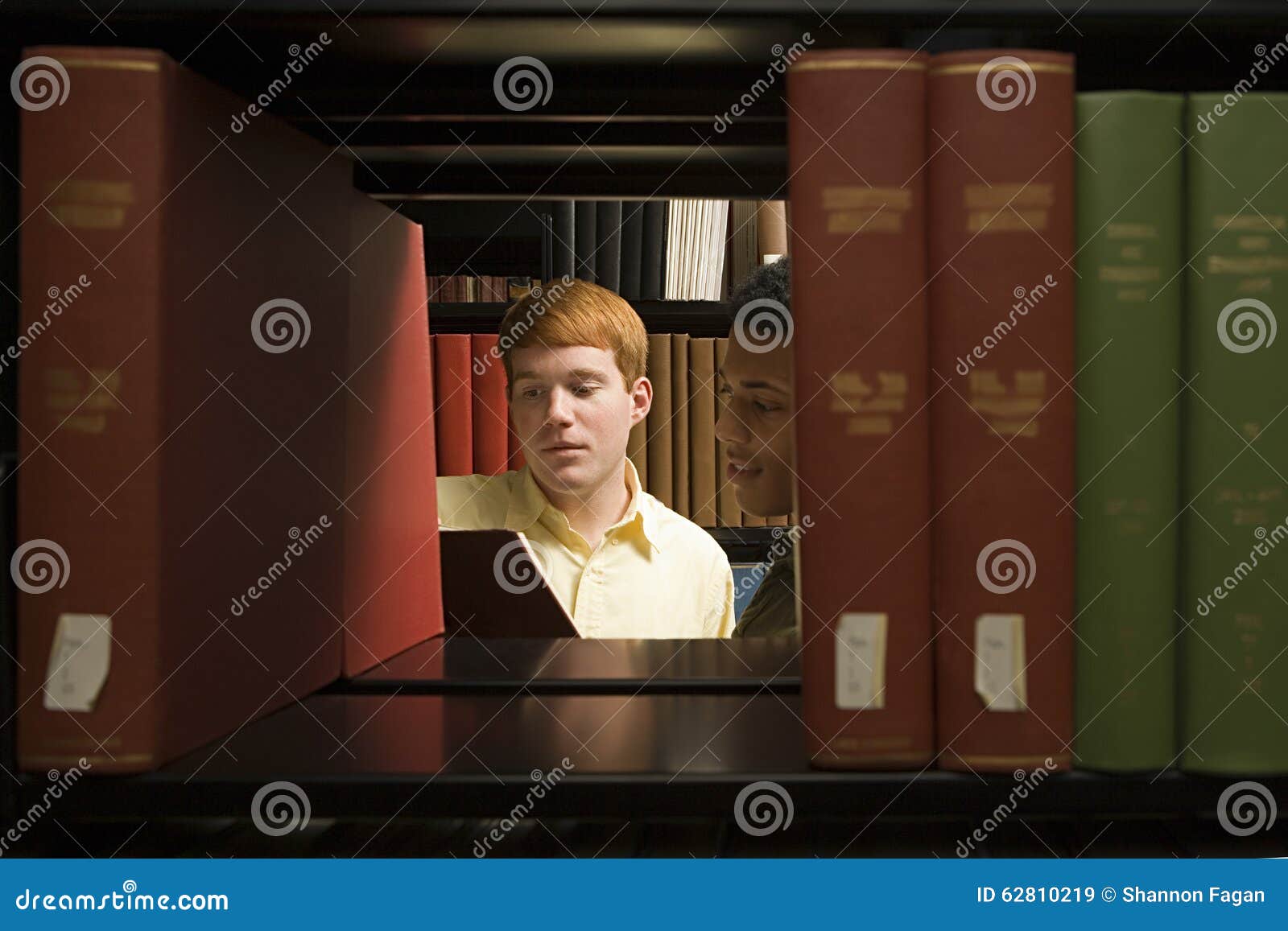 Two Students Reading in the Library Stock Image - Image of encyclopedia ...