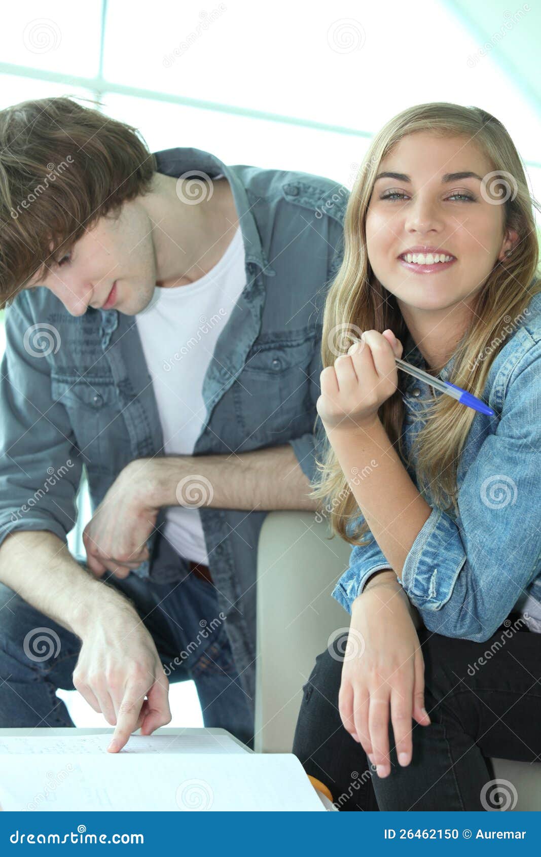 Two students revising stock photo. Image of school, revising - 26462150