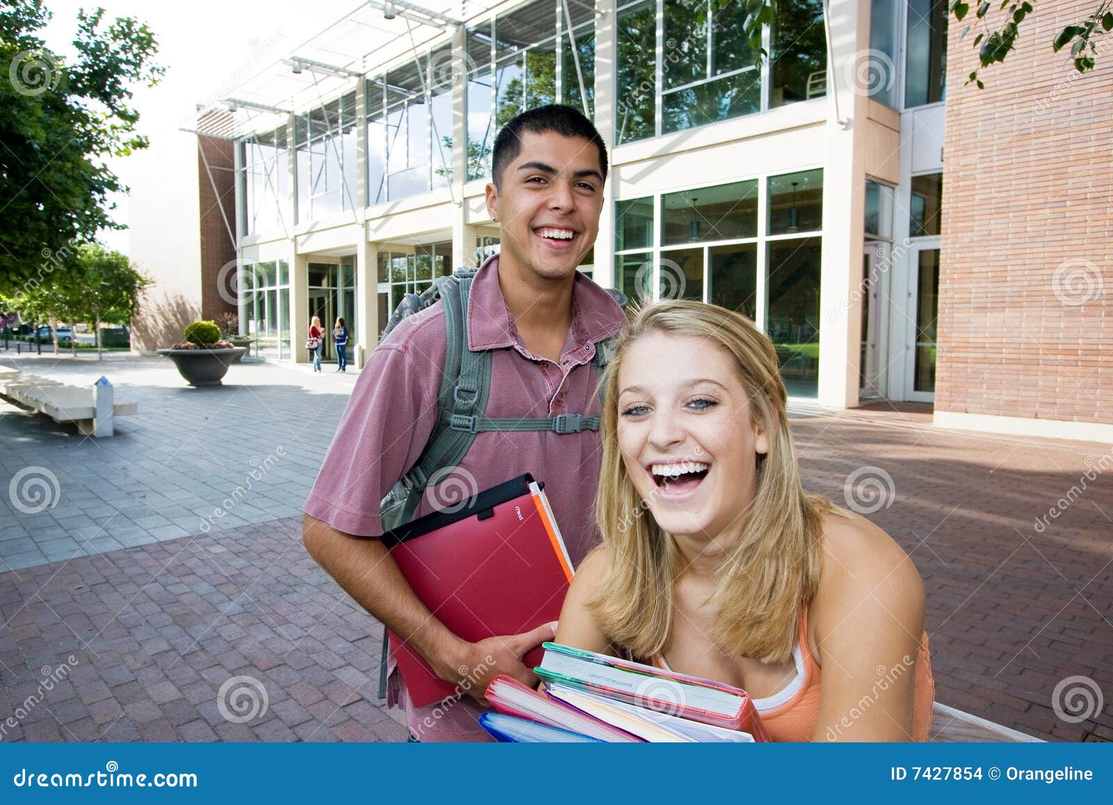 Two Students at School stock photo. Image of files, girl - 7427854