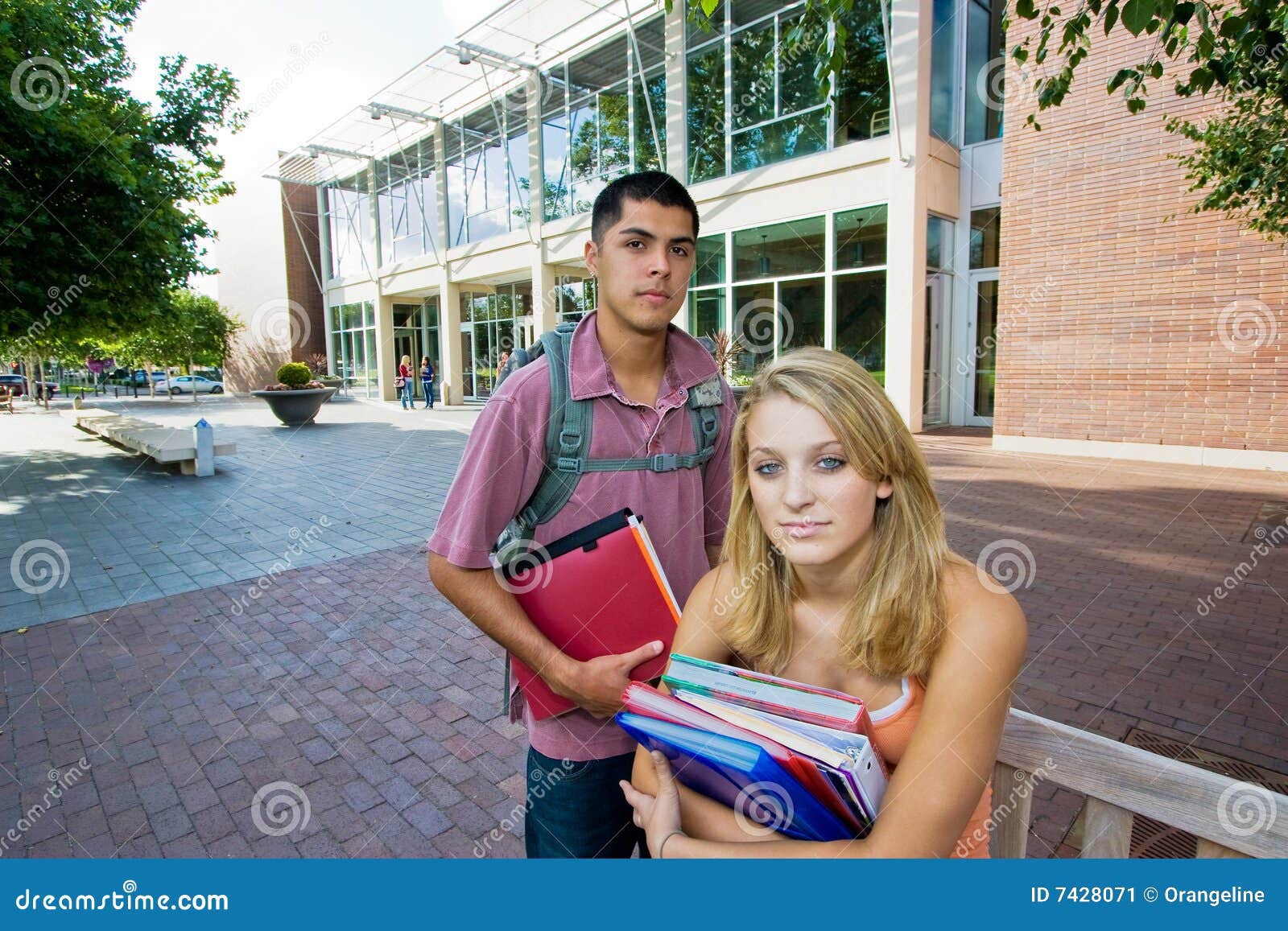 Two Students at School stock image. Image of boredom, adolescent - 7428071