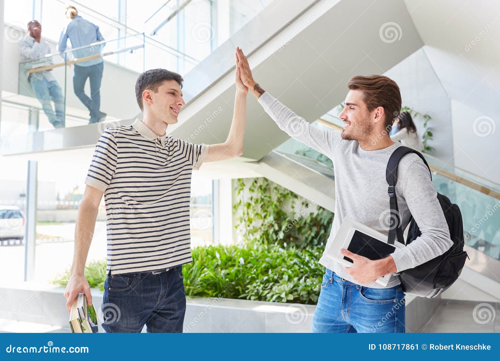 Two Students Share High Five Stock Image - Image of school, apprentice ...