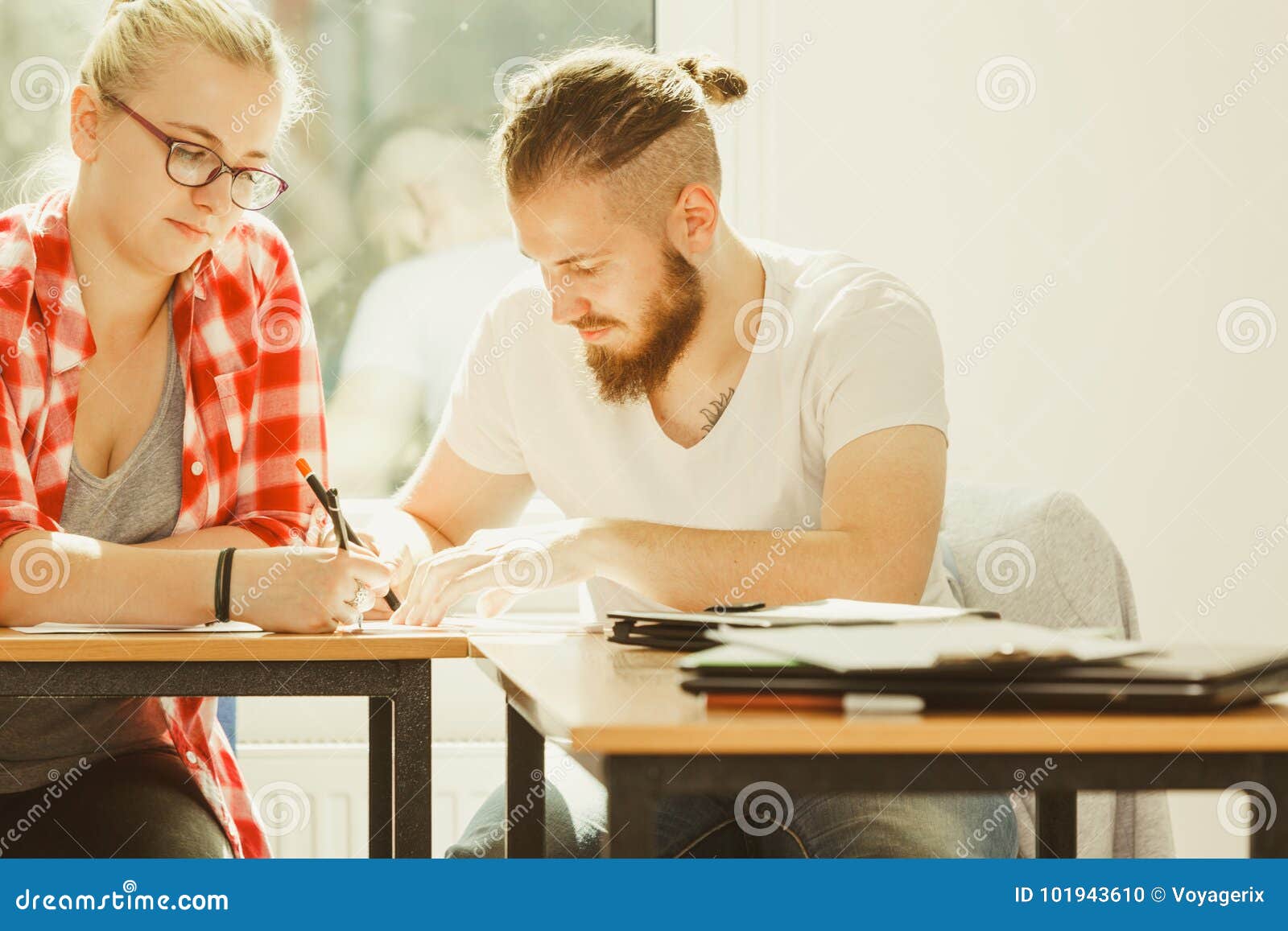 Two students in class stock photo. Image of creative - 101943610