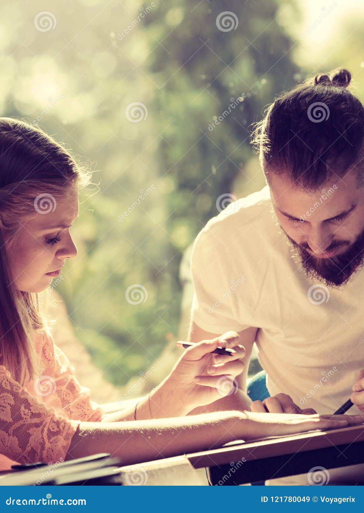 Two students in class stock image. Image of learning - 121780049