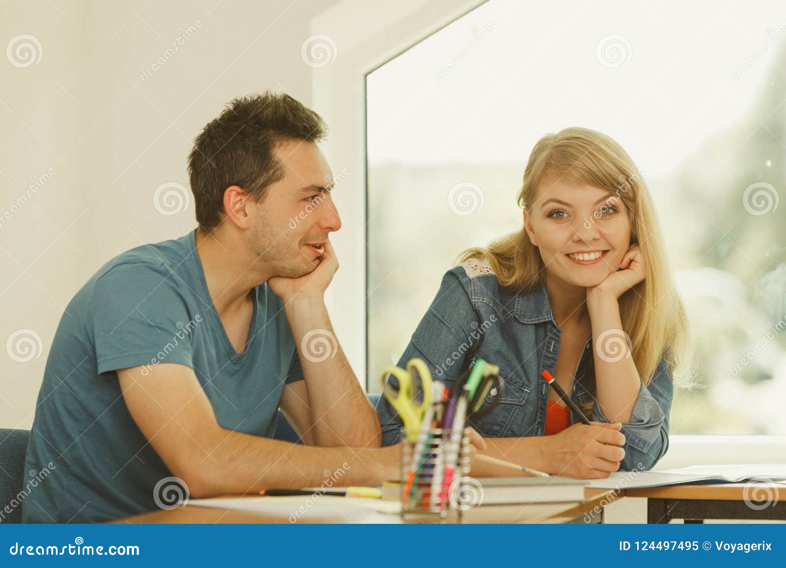 Two students in class stock image. Image of business - 124497495