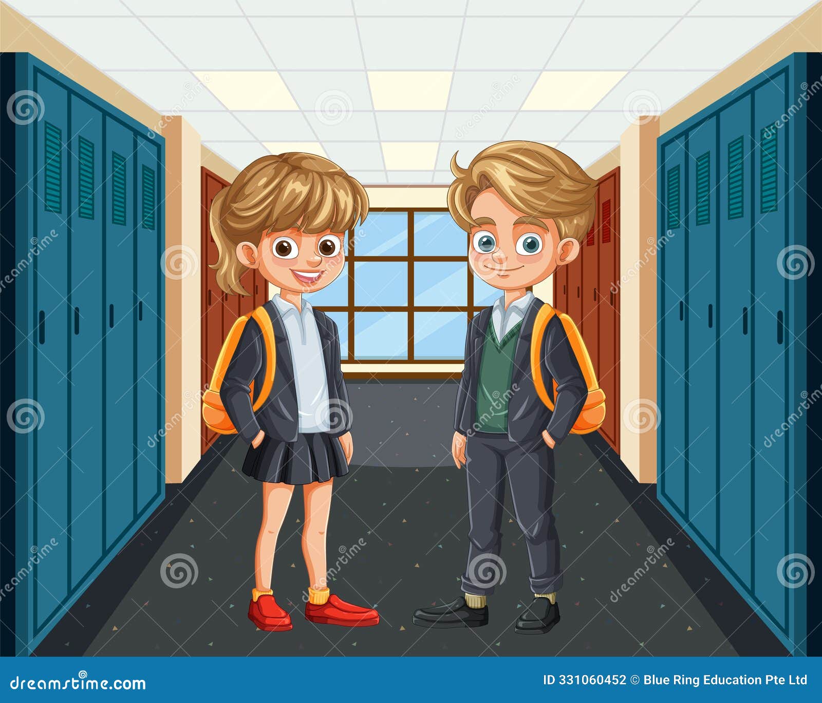 Two students standing stock vector. Illustration of friend - 331060452