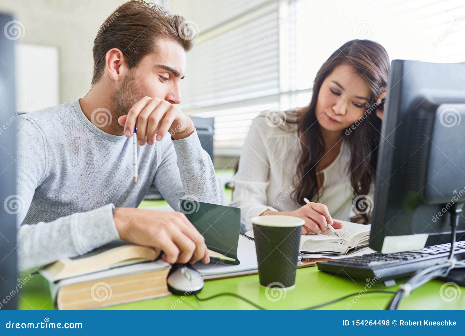 Two Students Study Together for Test Stock Photo - Image of group ...