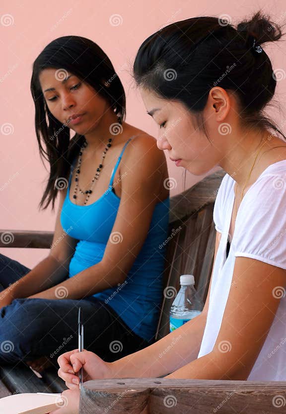 Two Students Studying stock photo. Image of students, asian - 5815618