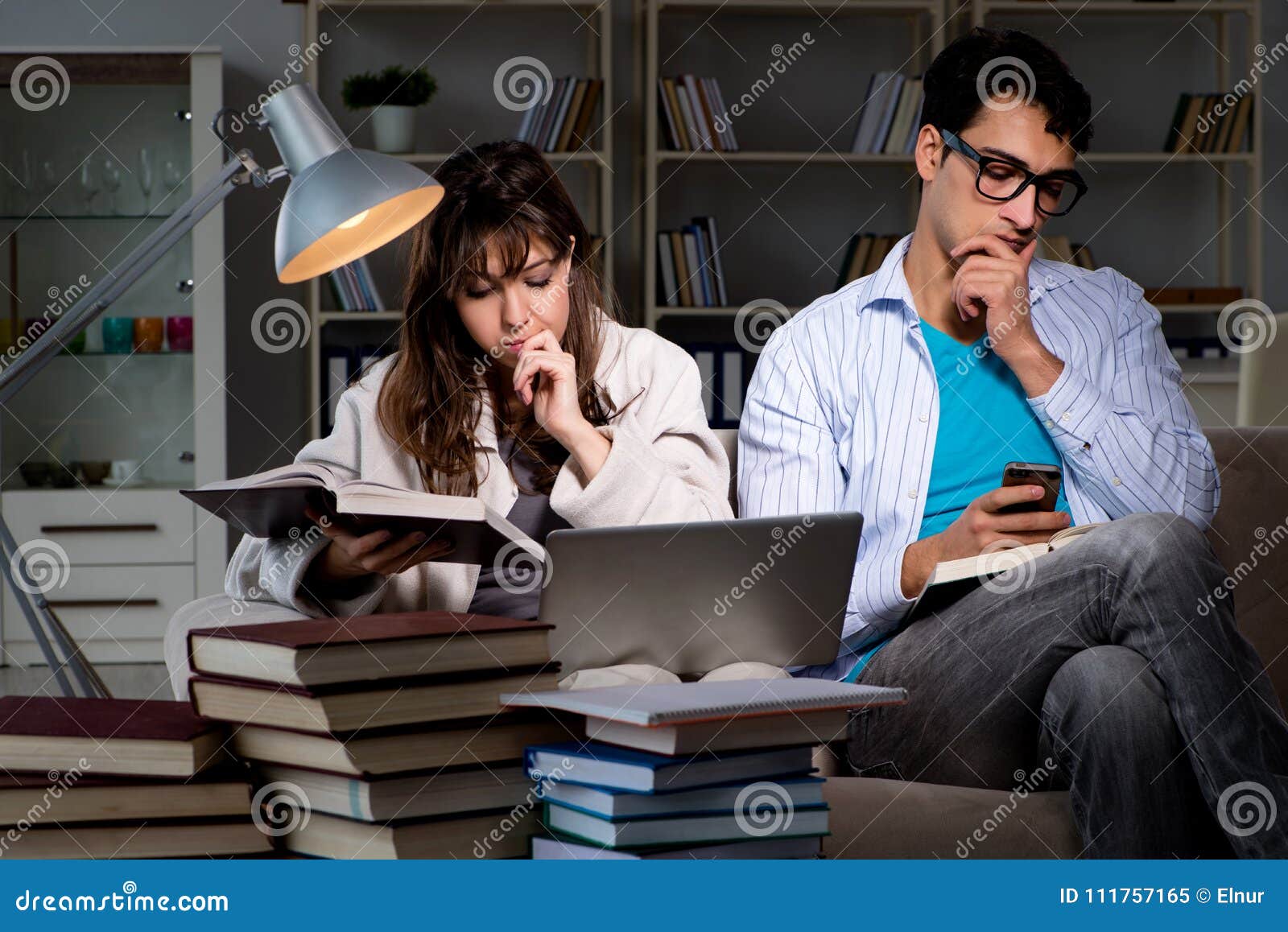 The Two Students Studying Late Preparing for Exams Stock Image - Image ... The Two Students Studying Late Preparing for Exams Stock Image - Image ...