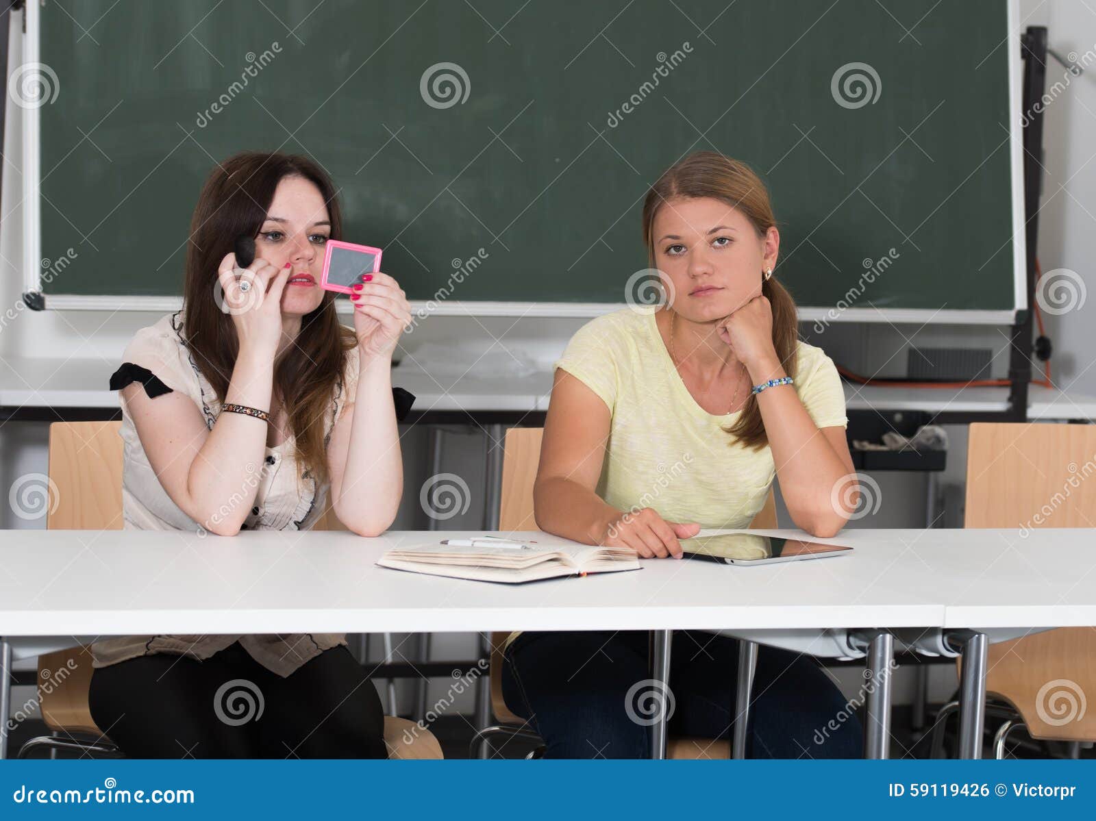 Two Students Studying and Learning in University Stock Photo - Image of ...