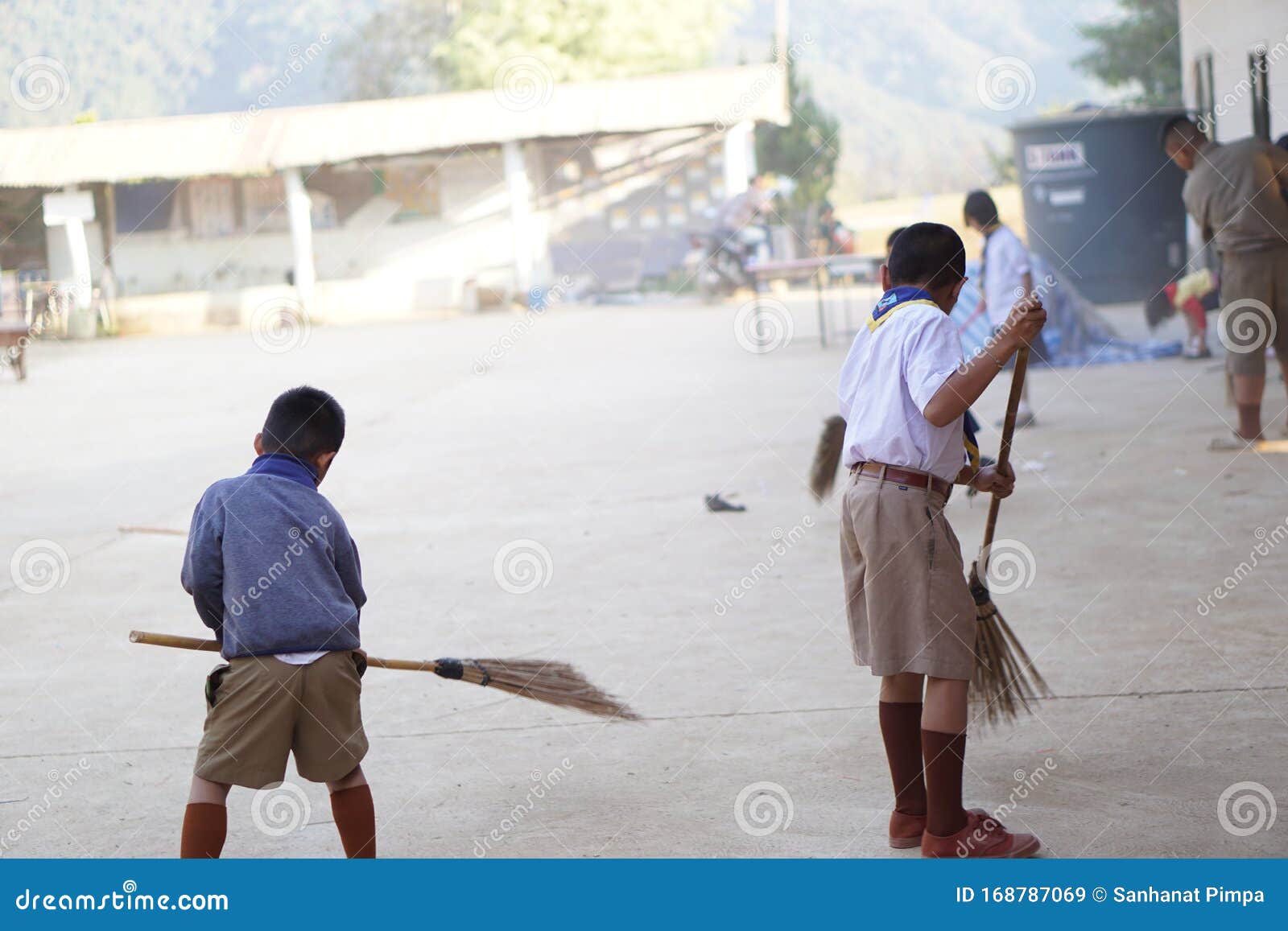 Sweep the courtyard editorial stock image. Image of closeup - 168787069
