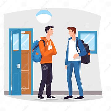 Two Students Talking in the Dorm Vector Isolated Illustration Stock ...