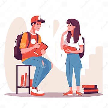 Two Students Talking in the Dorm Vector Isolated Illustration Stock ...