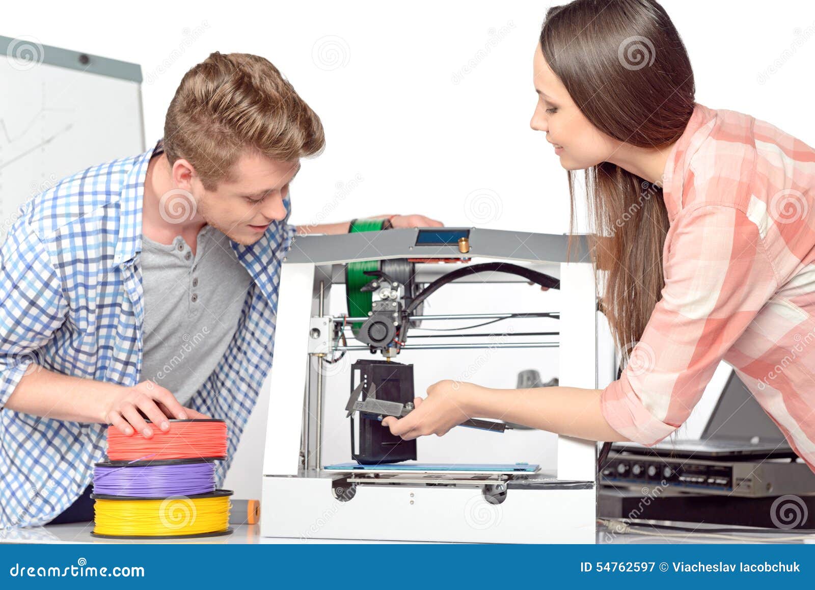 Two Students with Three-dimensional Printer Stock Image - Image of ...