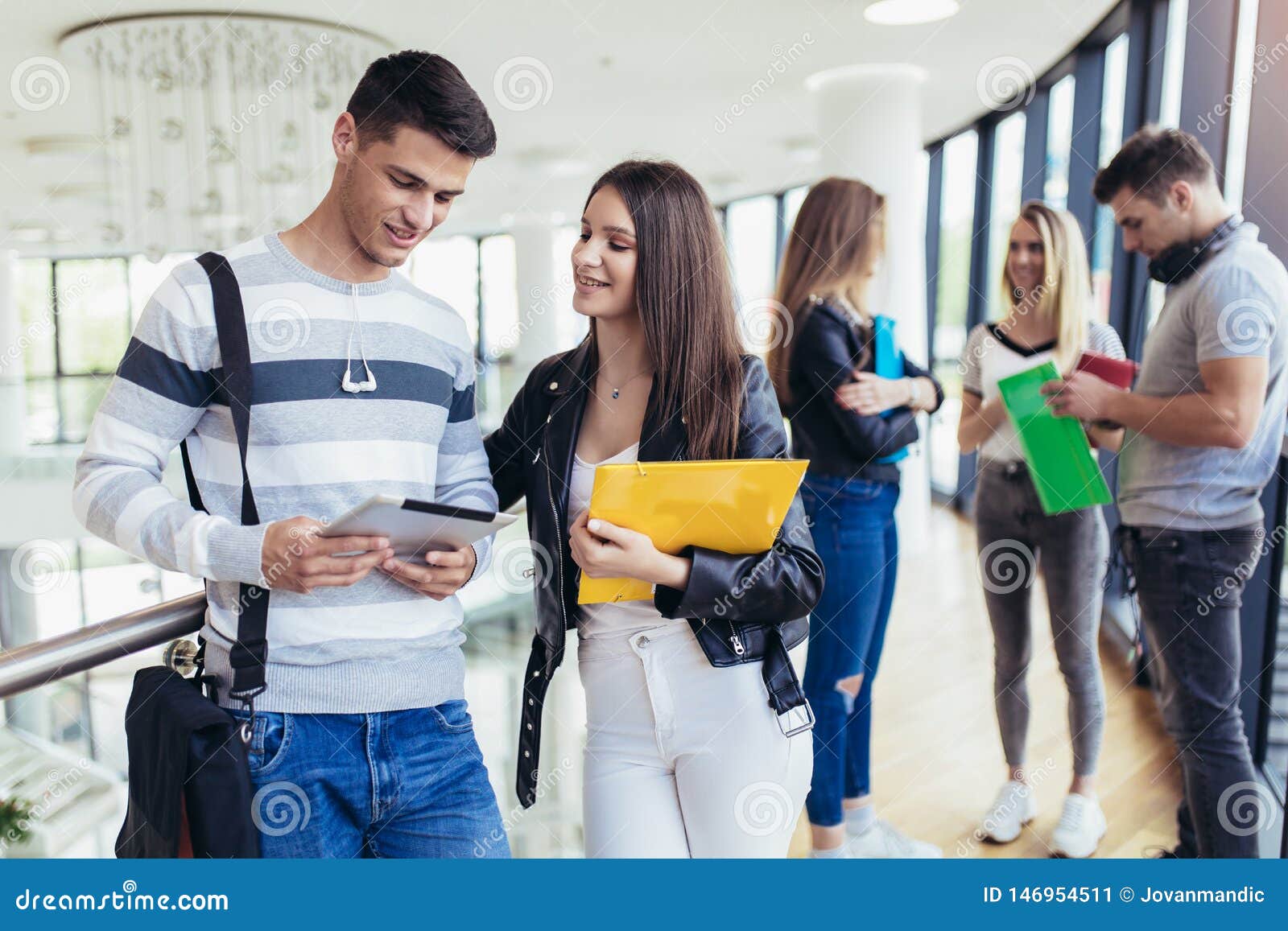 Students Using they Digital Tablet in a University Stock Image - Image ...