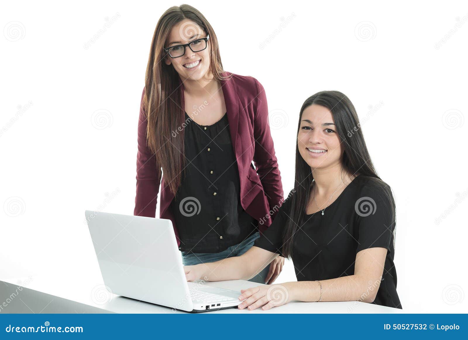 Two students work computer stock photo. Image of white - 50527532
