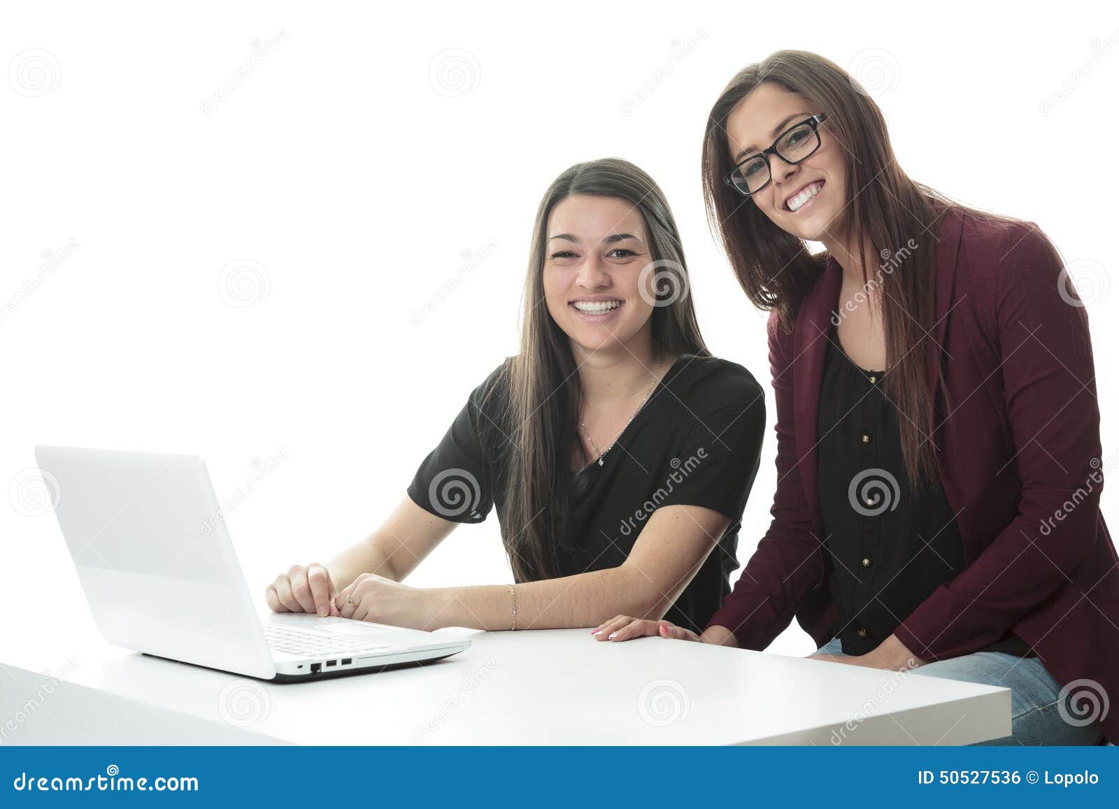 Two students work computer stock photo. Image of communication - 50527536