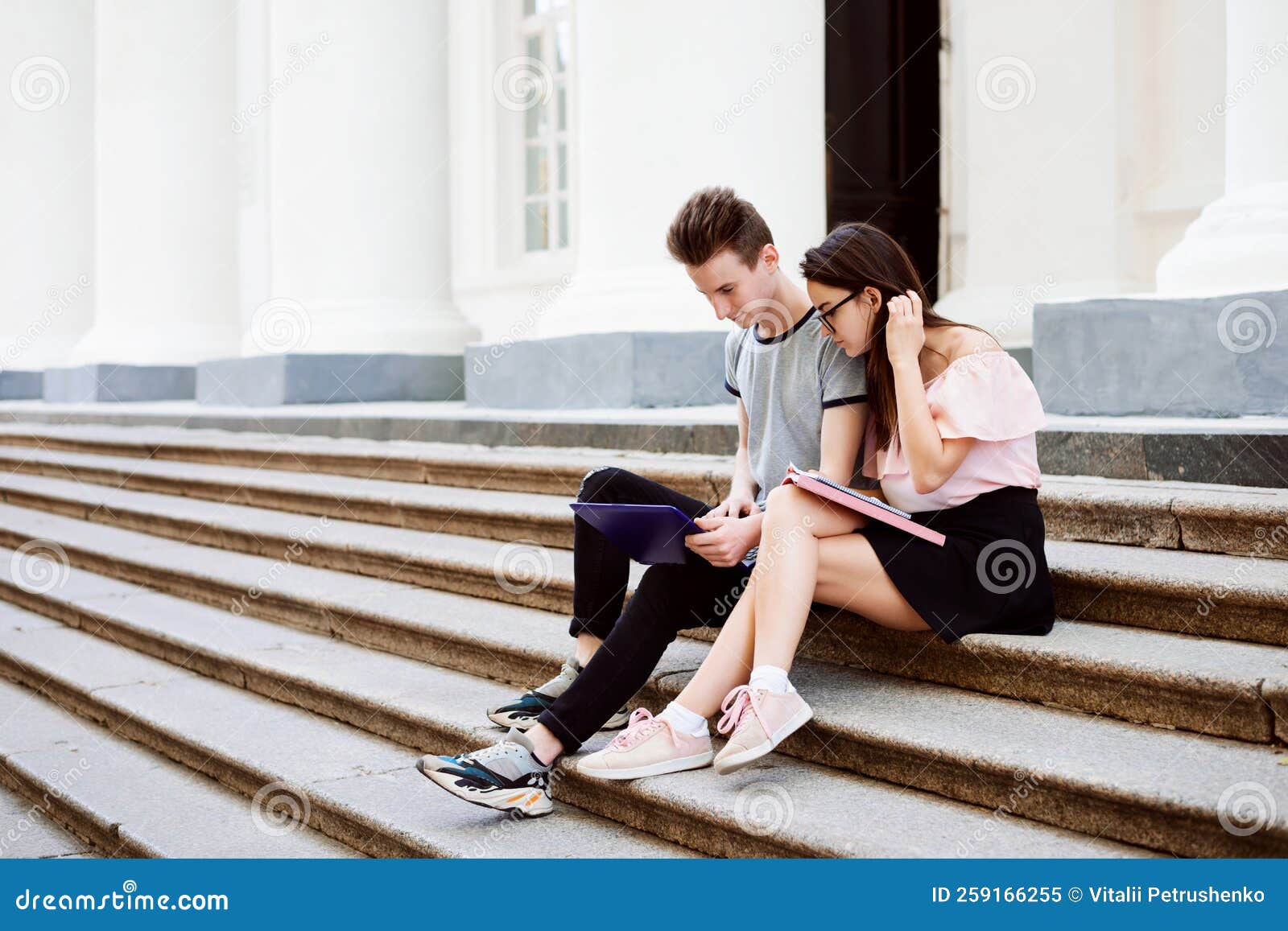 Two Students Working on Project Together Stock Image - Image of girl ...