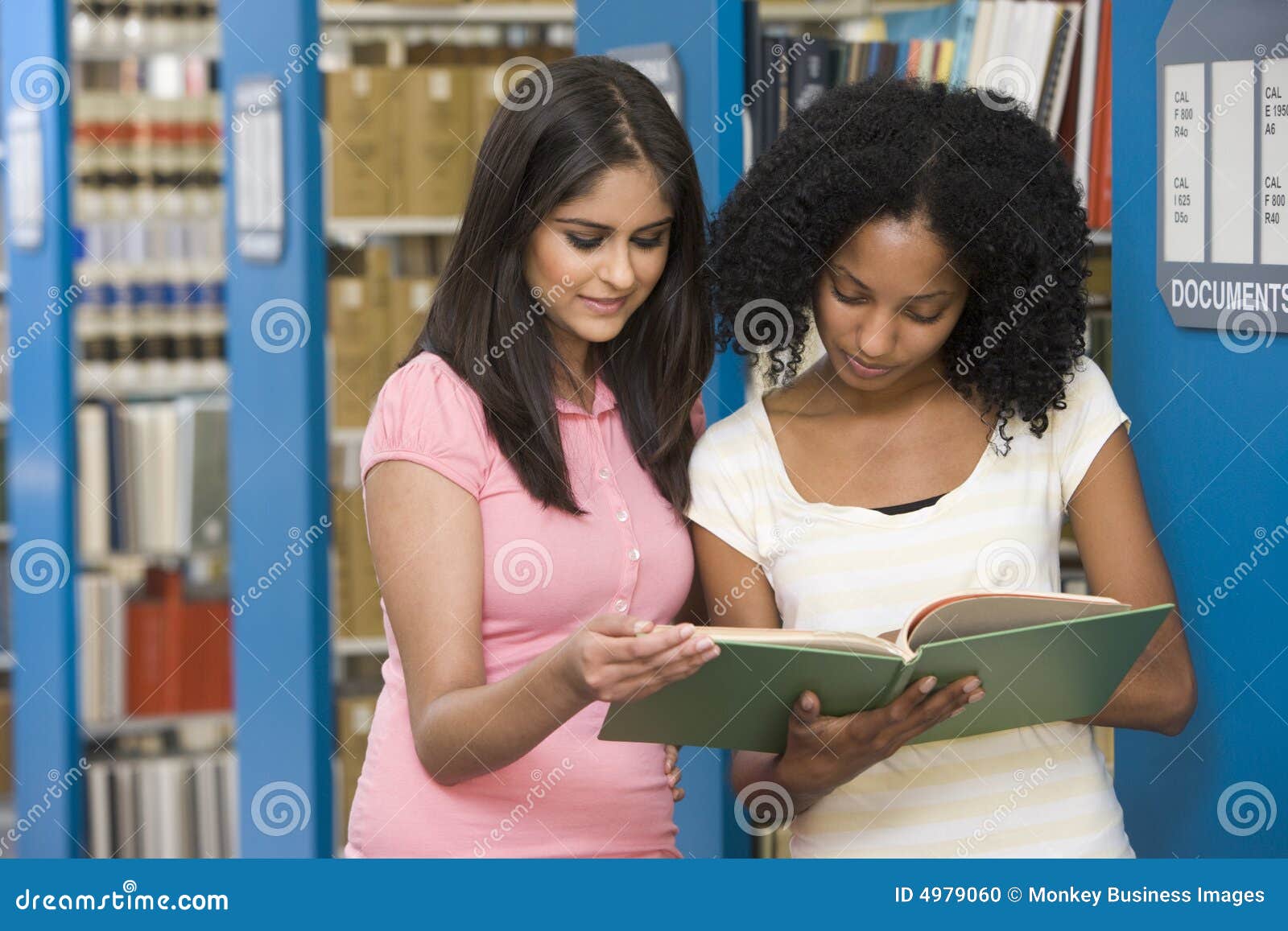 Two Students Working in University Library Stock Photo - Image of ...